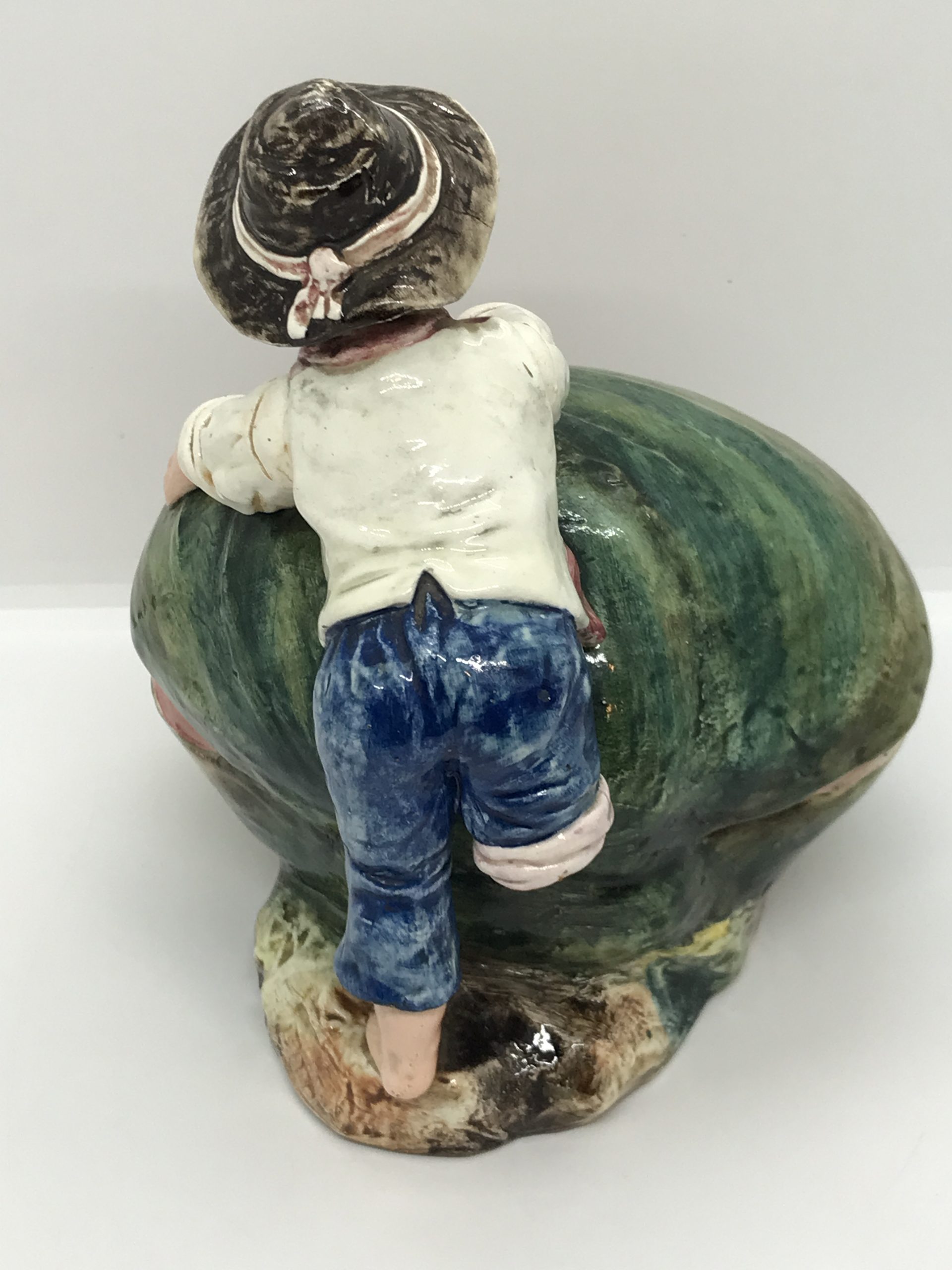 Ceramic Boy holding shell open 18cm high (leg broken off) - Vintage ...