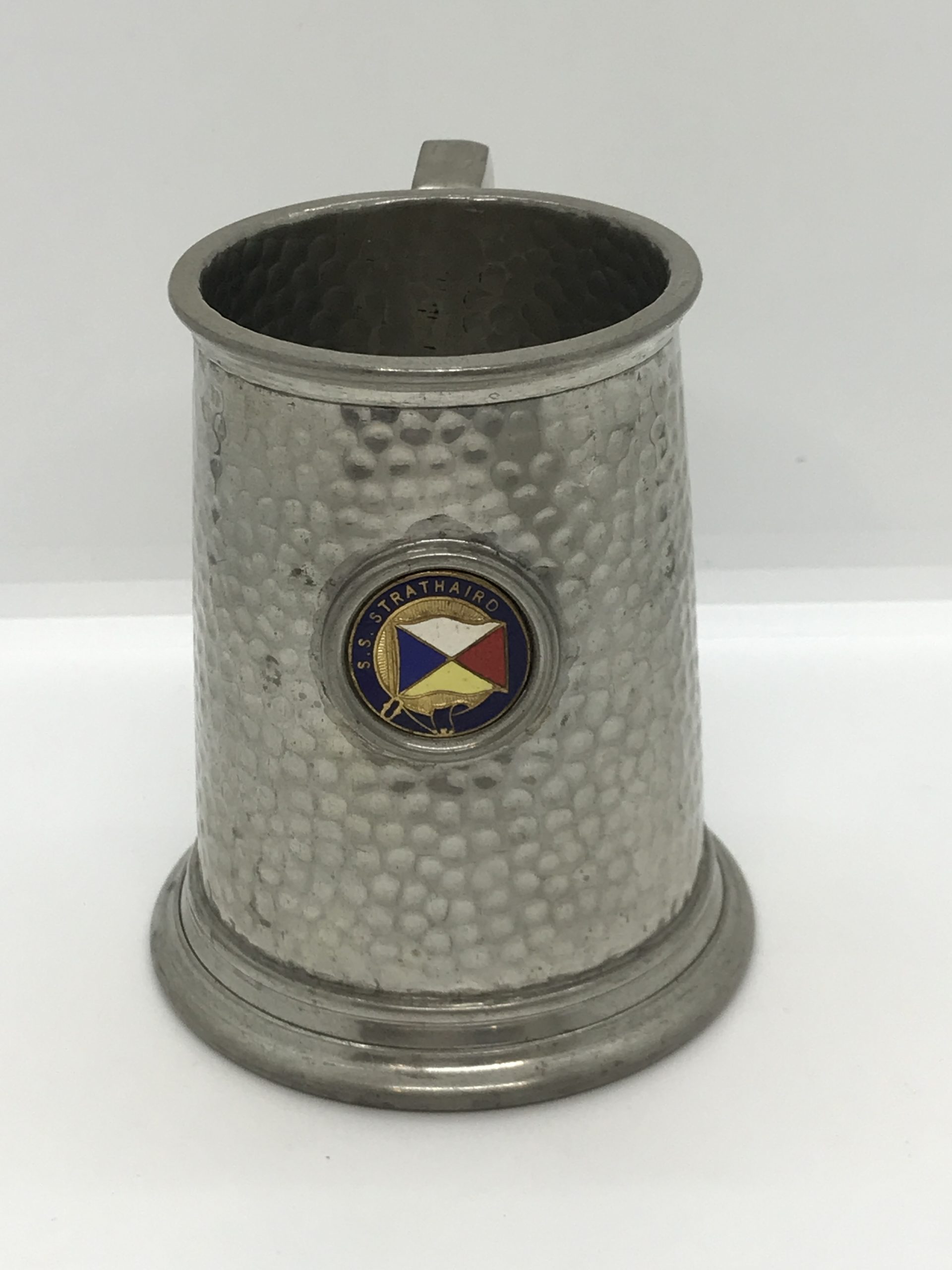 English Pewter Tankard / Mug (SS Strathaird Badge) - Vintage Keepsakes