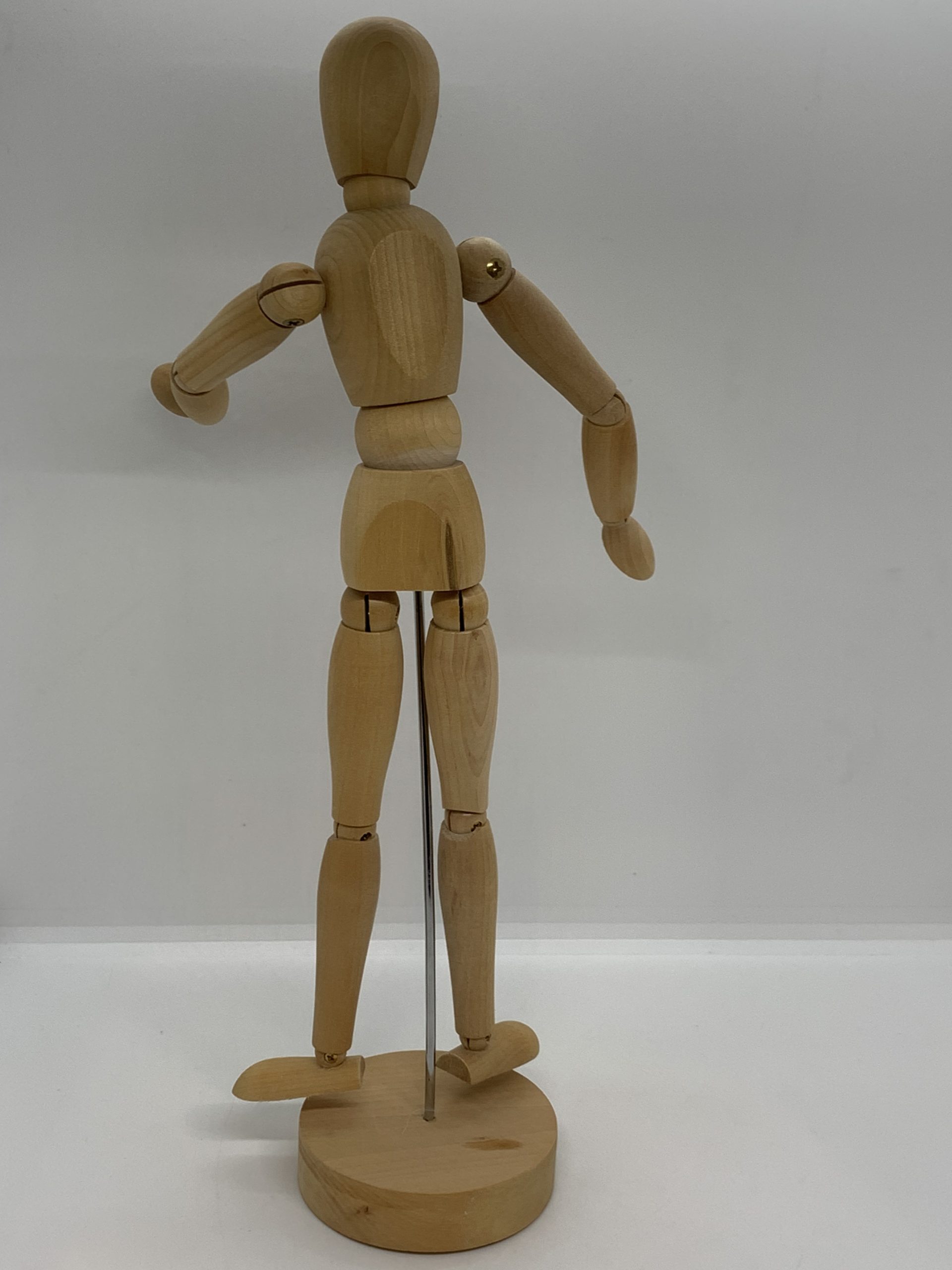 Wooden Moveable Figure on Stand approx 33cm high - Vintage Keepsakes