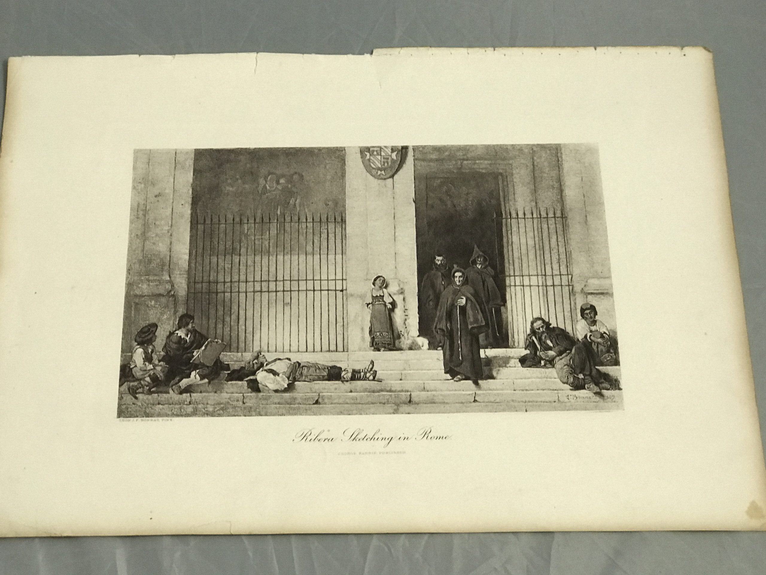 Antique Print - Ribera Sketching in Rome After Léon J.F. Bonnat (George ...