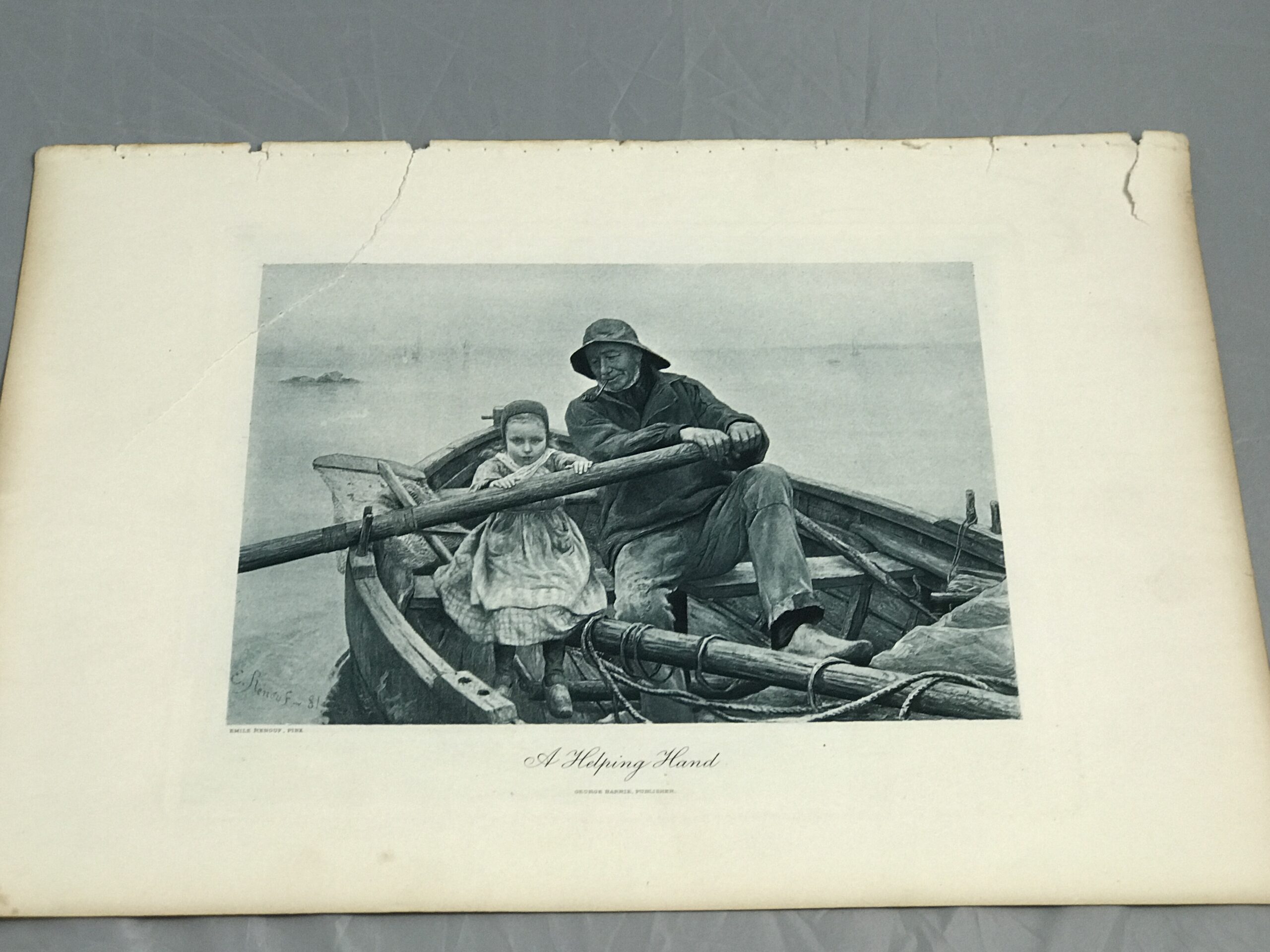 Antique Print - A Helping Hand After Emile Renouf (George Barrie ...