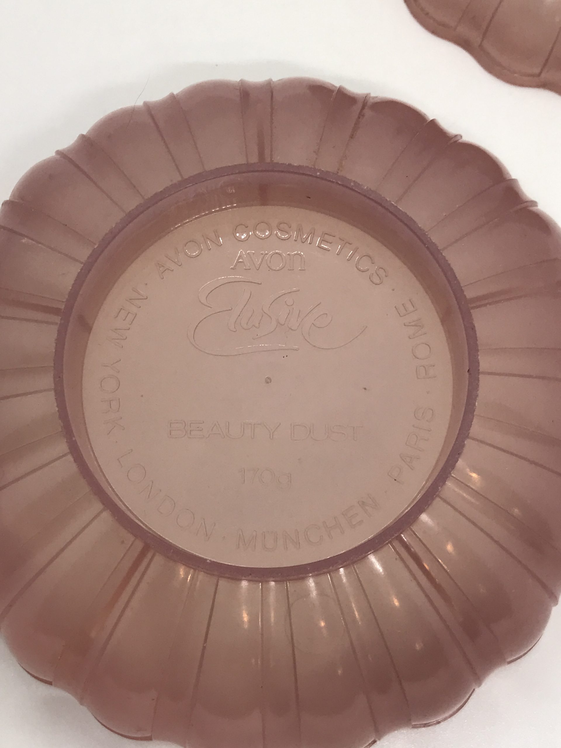 Vintage Avon Powder Pot Pink Plastic Ornate with Gold Highlight on Lid ...