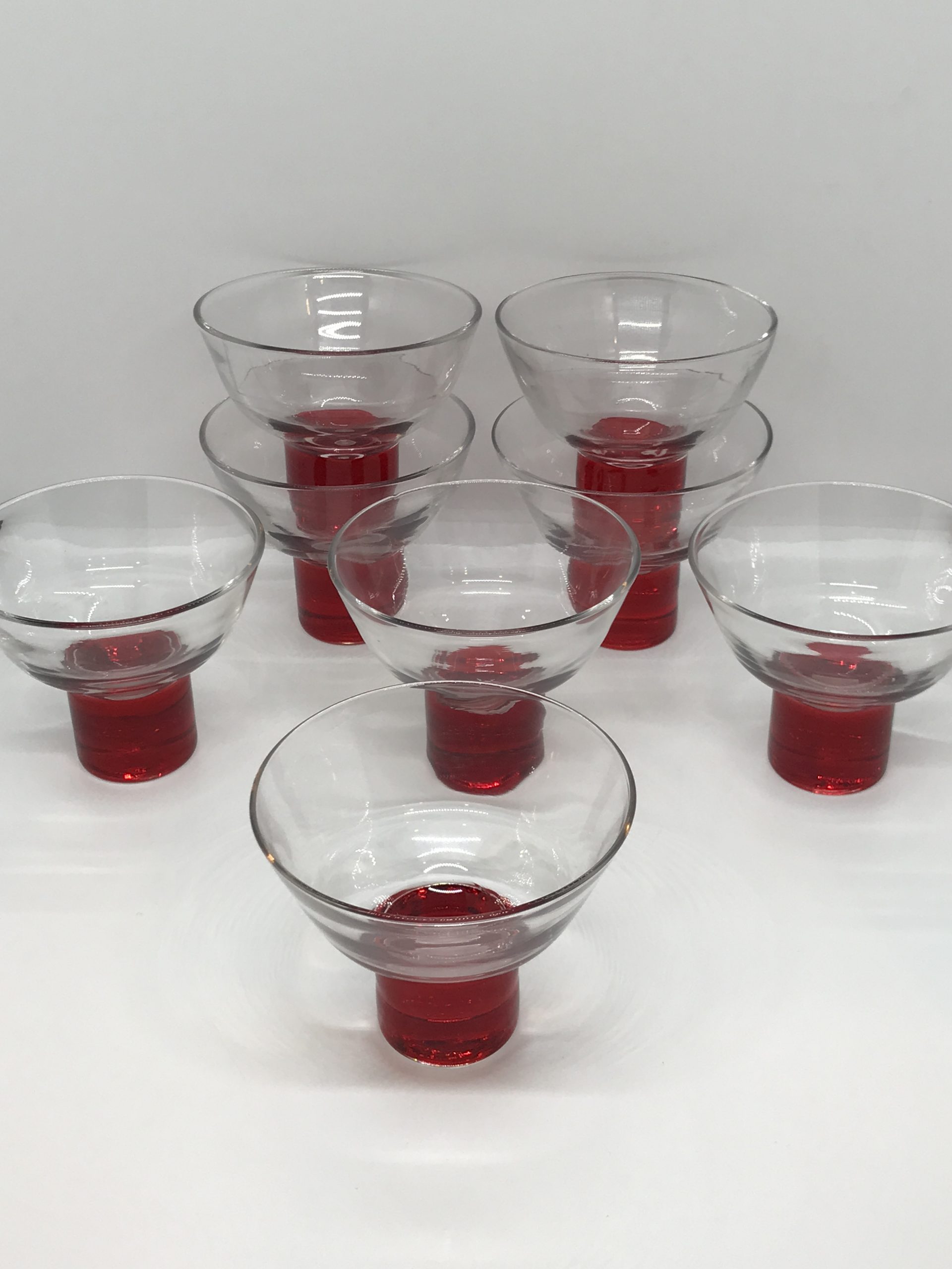 Set Of 7 Vintage Matz Borgstrom Sagaform Club Red Base Martini Glasses Vintage Keepsakes
