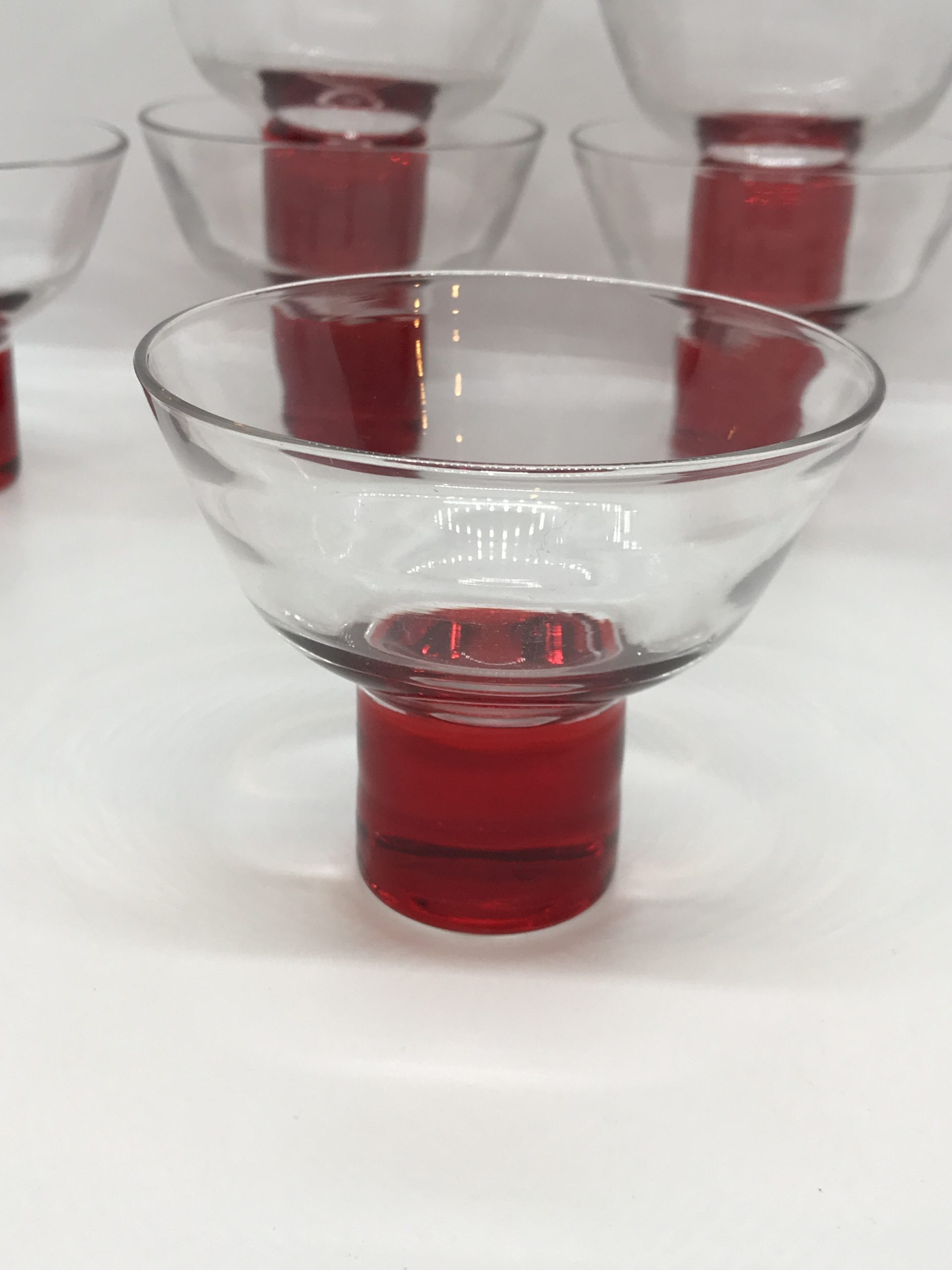 Set of 7 Vintage Matz Borgstrom Sagaform Club Red Base Martini Glasses ...