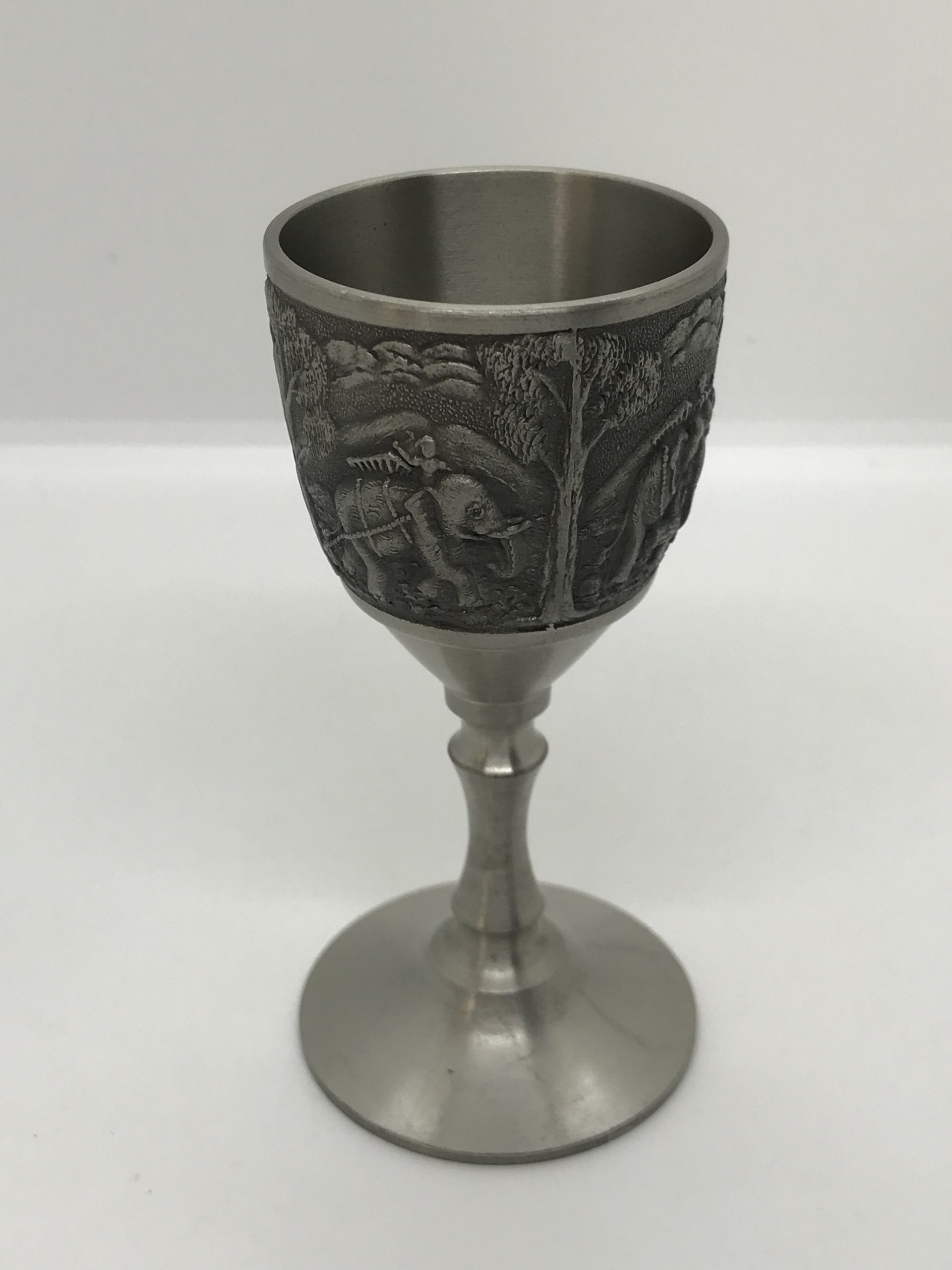 Oriental Pewter Thailand with Embossed Elephant Pattern Port - Vintage ...