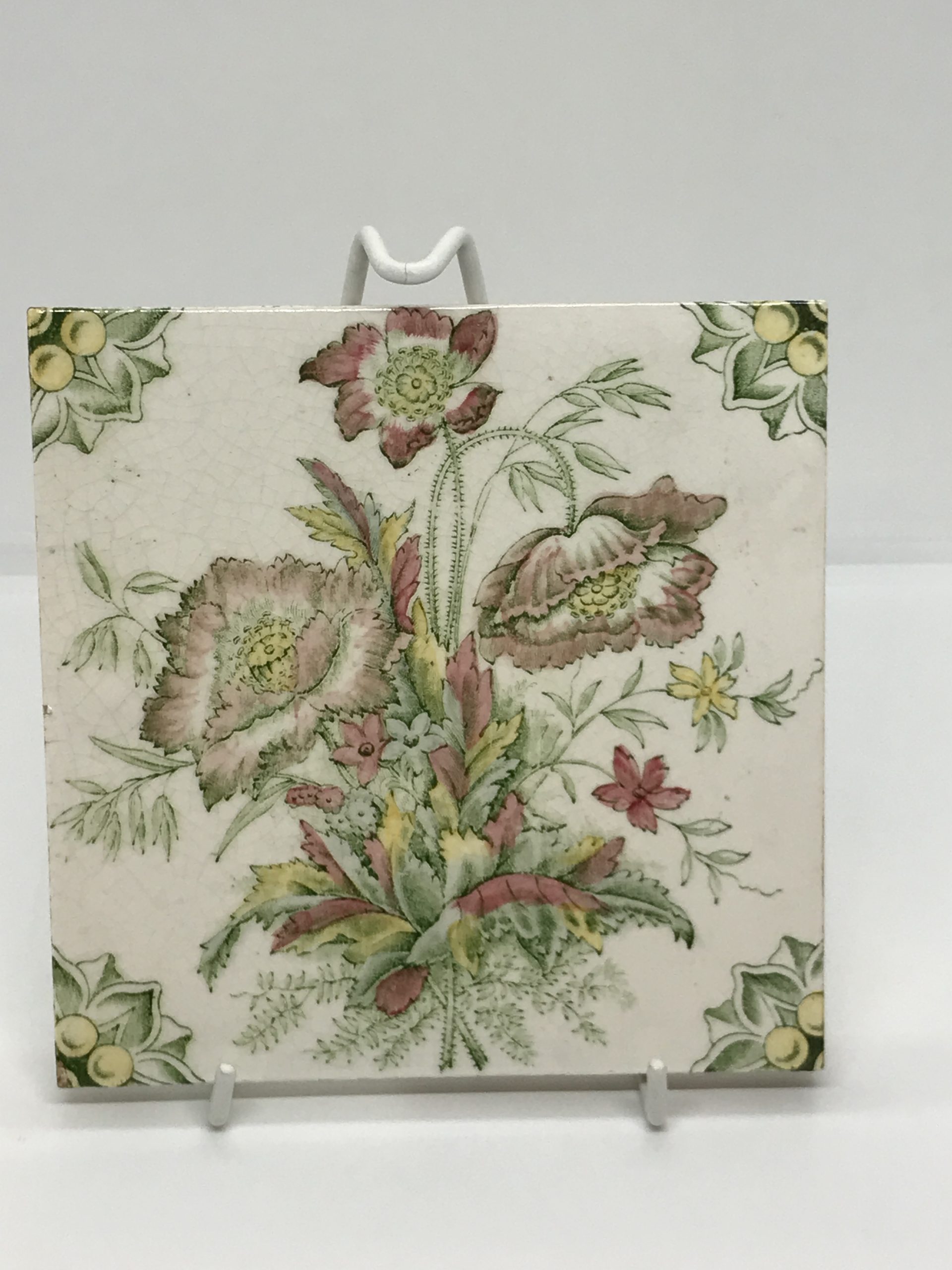 Victorian Tile - Floral Pattern (Made in England) - Vintage Keepsakes