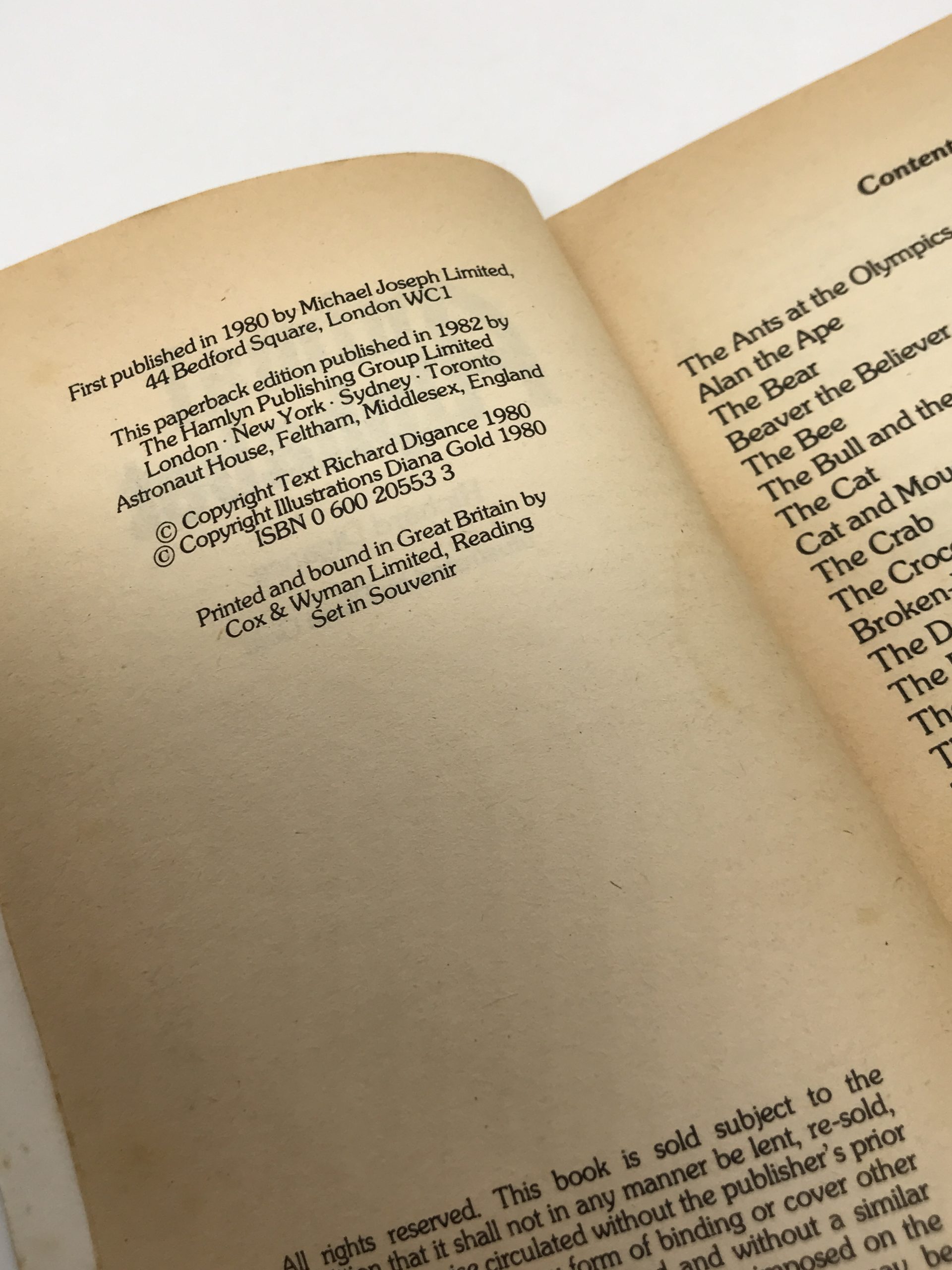 Animal Alphabet by Richard Digance Softcover 1982 - Vintage Keepsakes