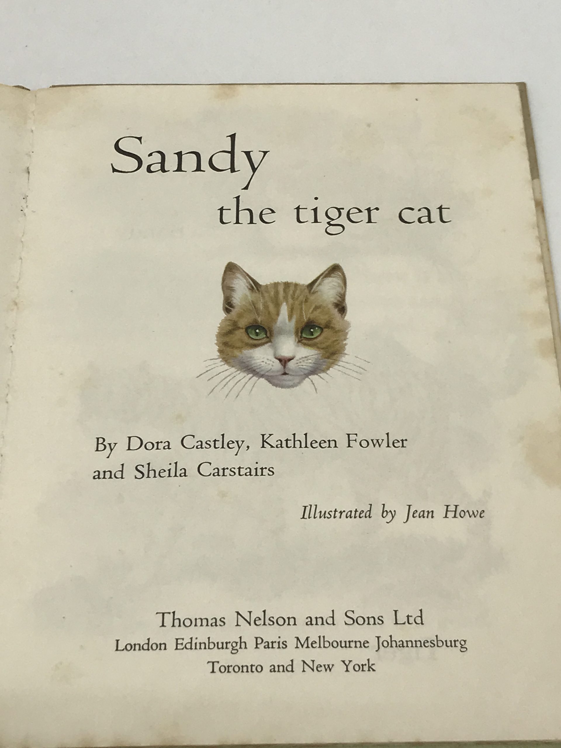 Sandy the Tiger Cat by Castley, Dora Hardcover 1960s - Vintage Keepsakes