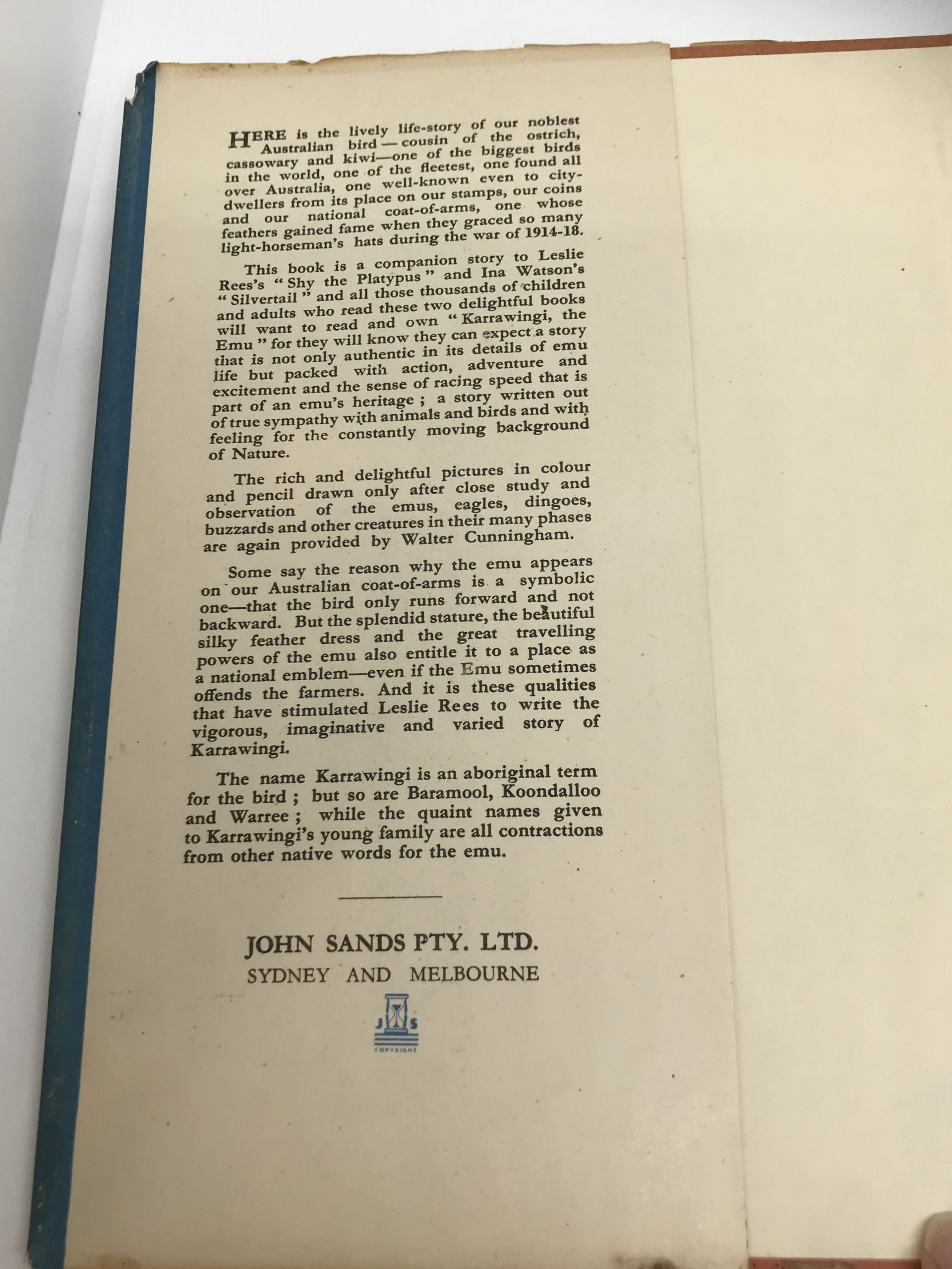 The Story of Karrawingi The Emu by Leslie Rees - Vintage Keepsakes