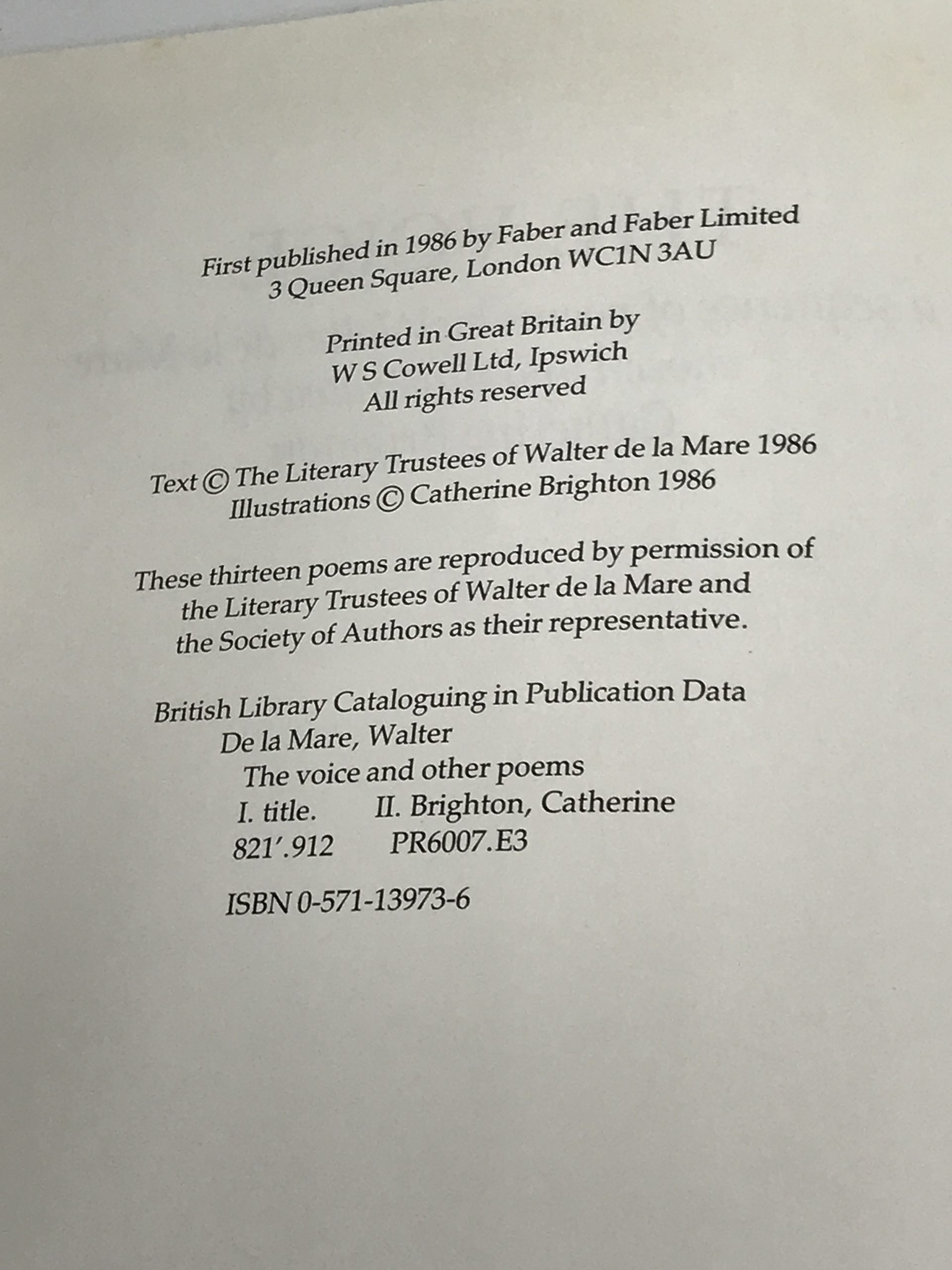 The Voice - a sequence of poems by Walter de la Mare - Vintage Keepsakes