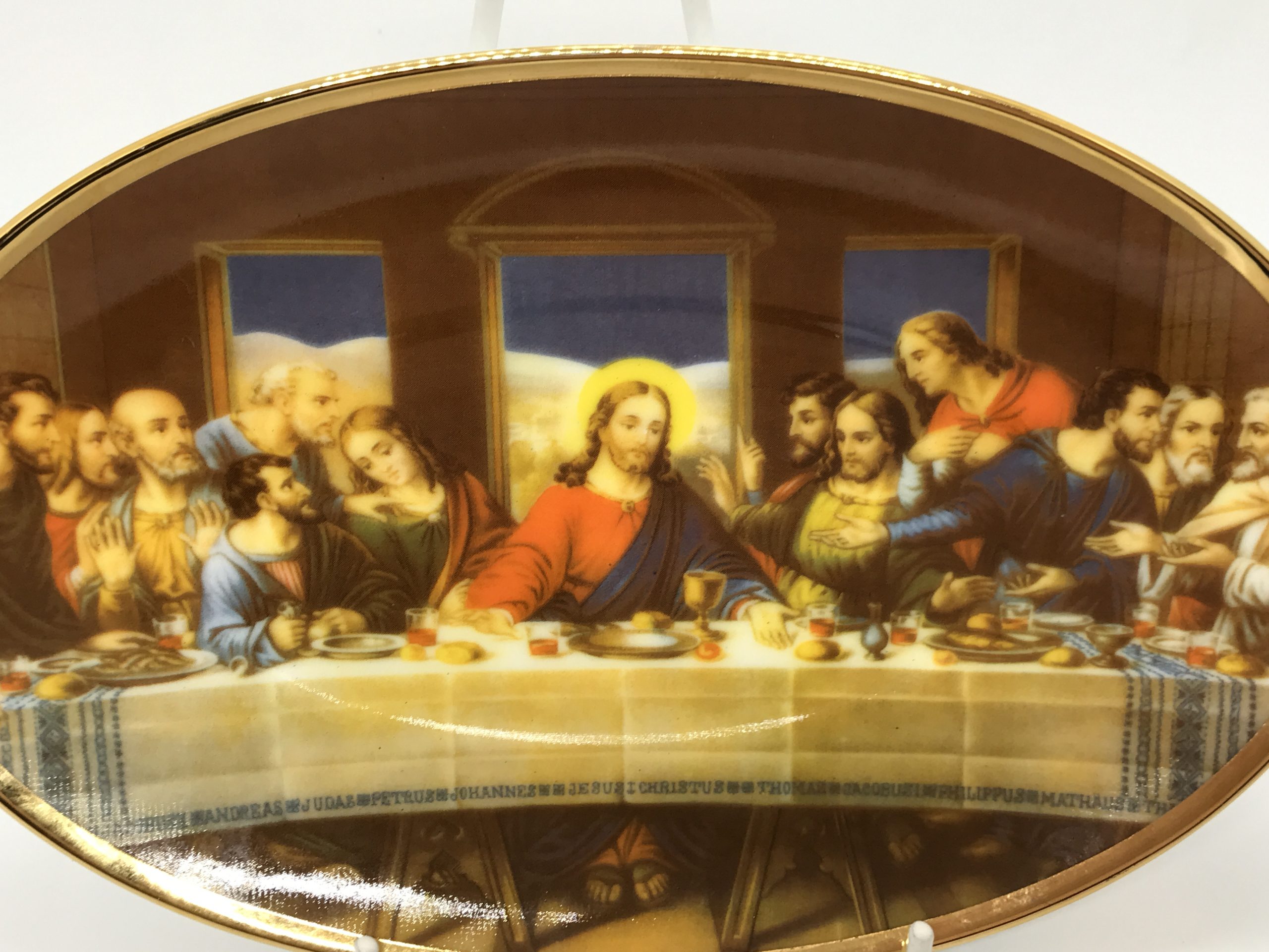 Oval Porcelain Plate with picture of Last Supper 23cm - Vintage Keepsakes