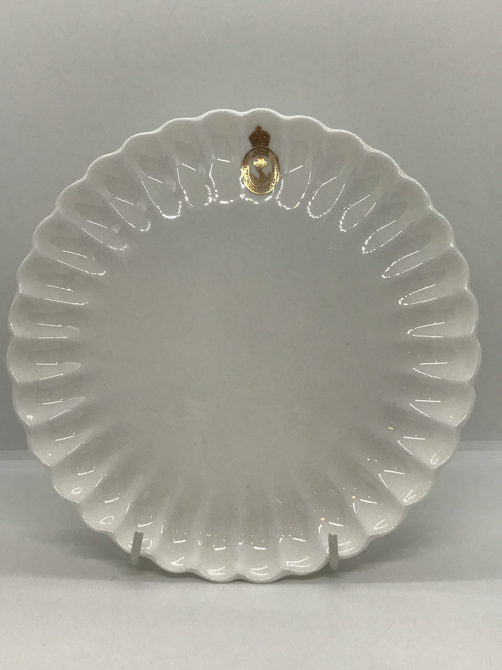 White Staffordshire Fluted Edge (Admiralty Seal) Plate 22cm - Vintage ...