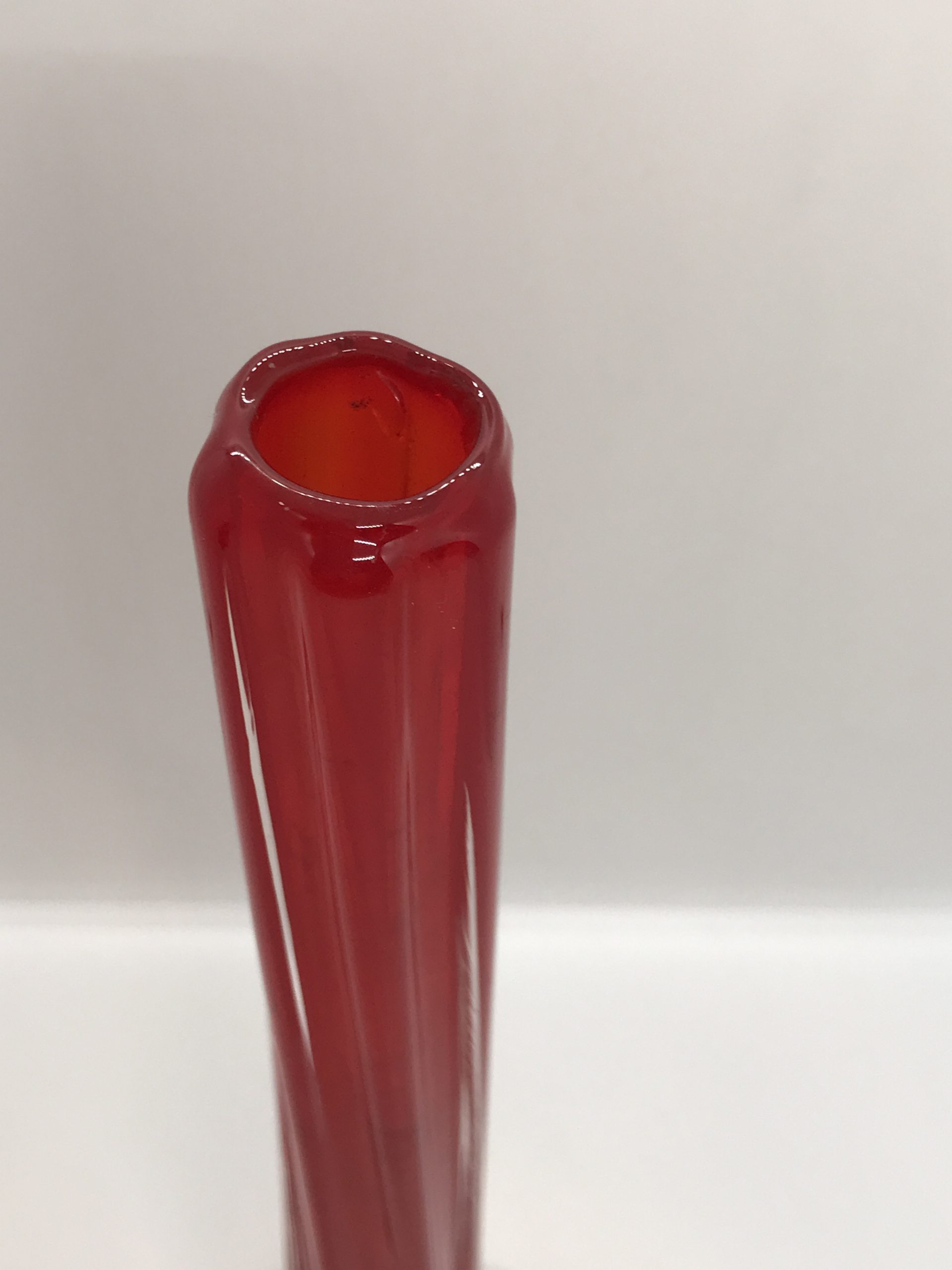 Vintage Stretch Twist Tall Red Glass Vase 29cm tall - Vintage Keepsakes