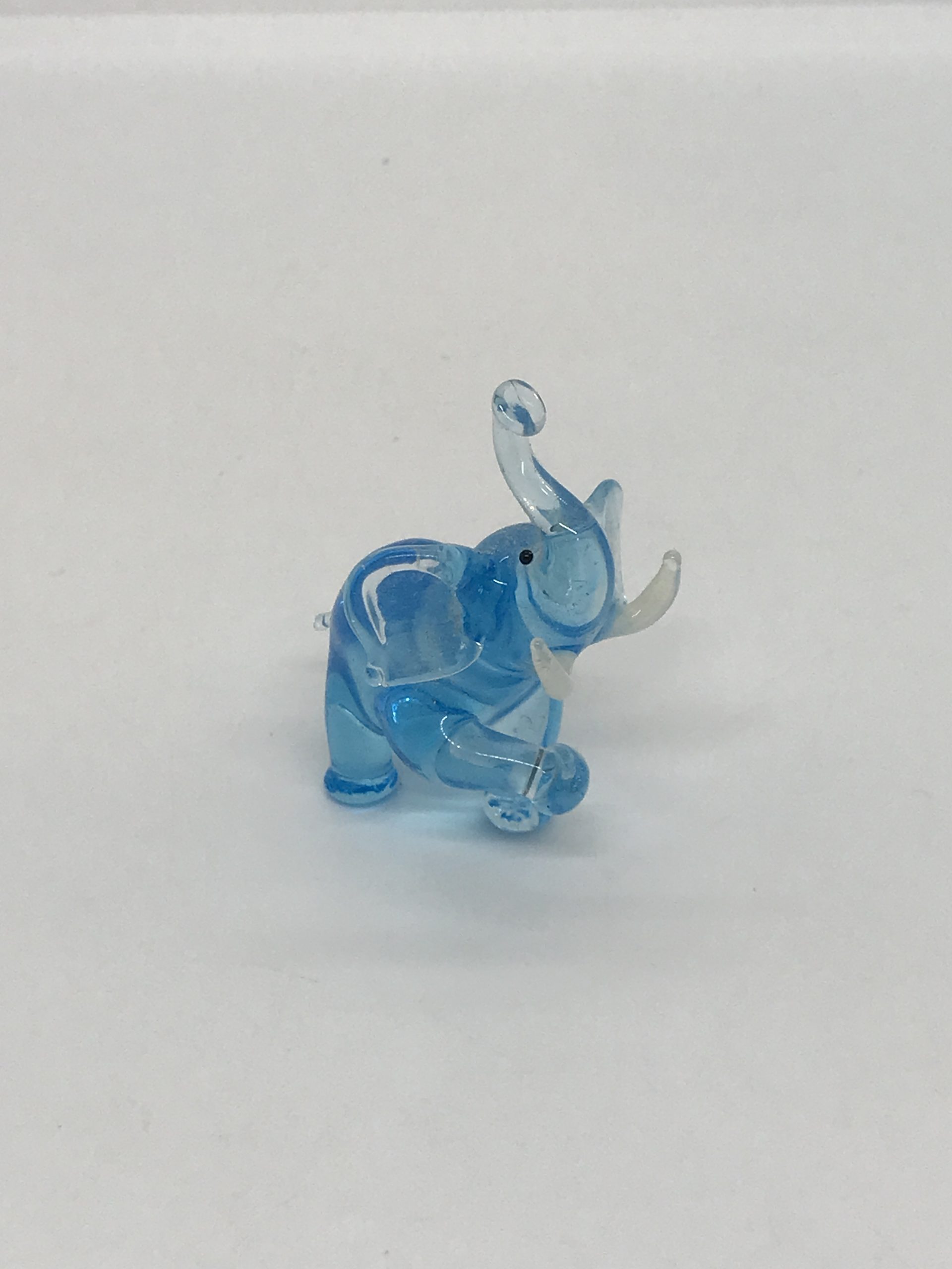 Small Blue Glass Elephant - Vintage Keepsakes