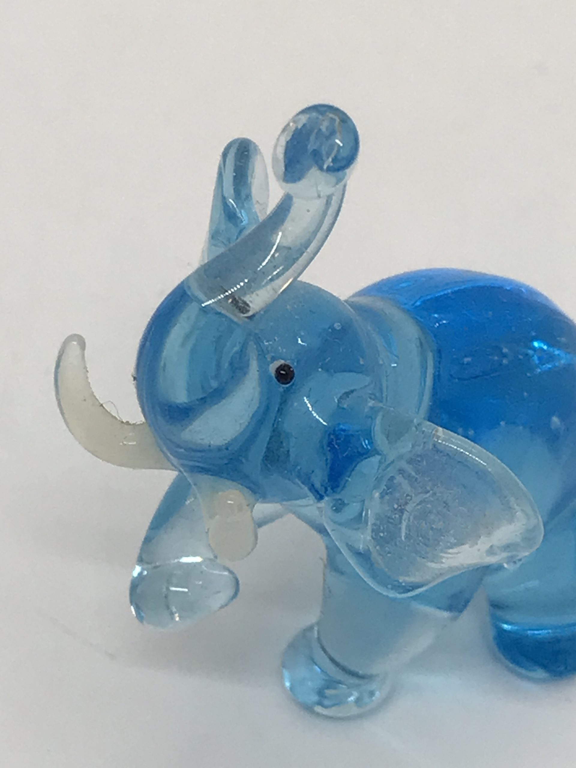 Small Blue Glass Elephant - Vintage Keepsakes