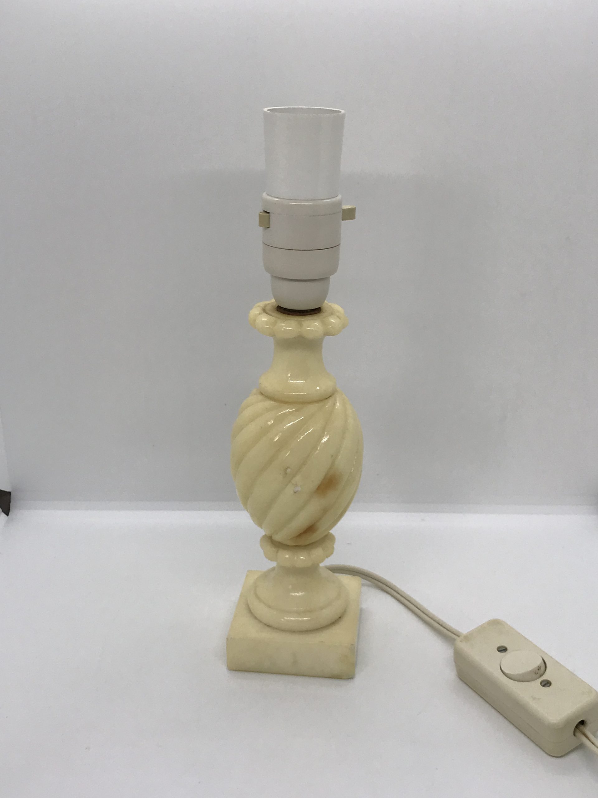 White Italian Alabaster Lamp Base 27cm tall - Vintage Keepsakes