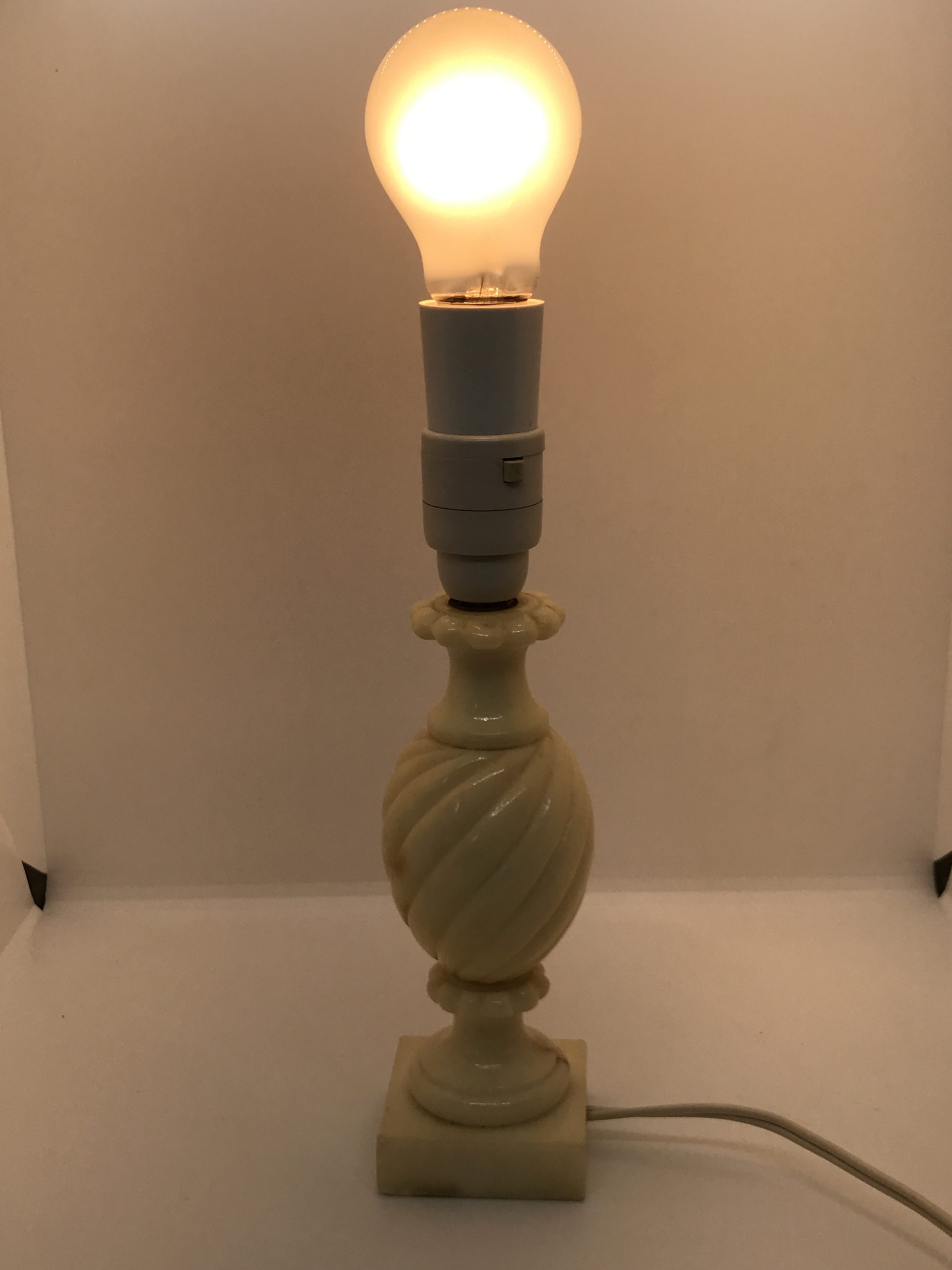 White Italian Alabaster Lamp Base 27cm tall - Vintage Keepsakes