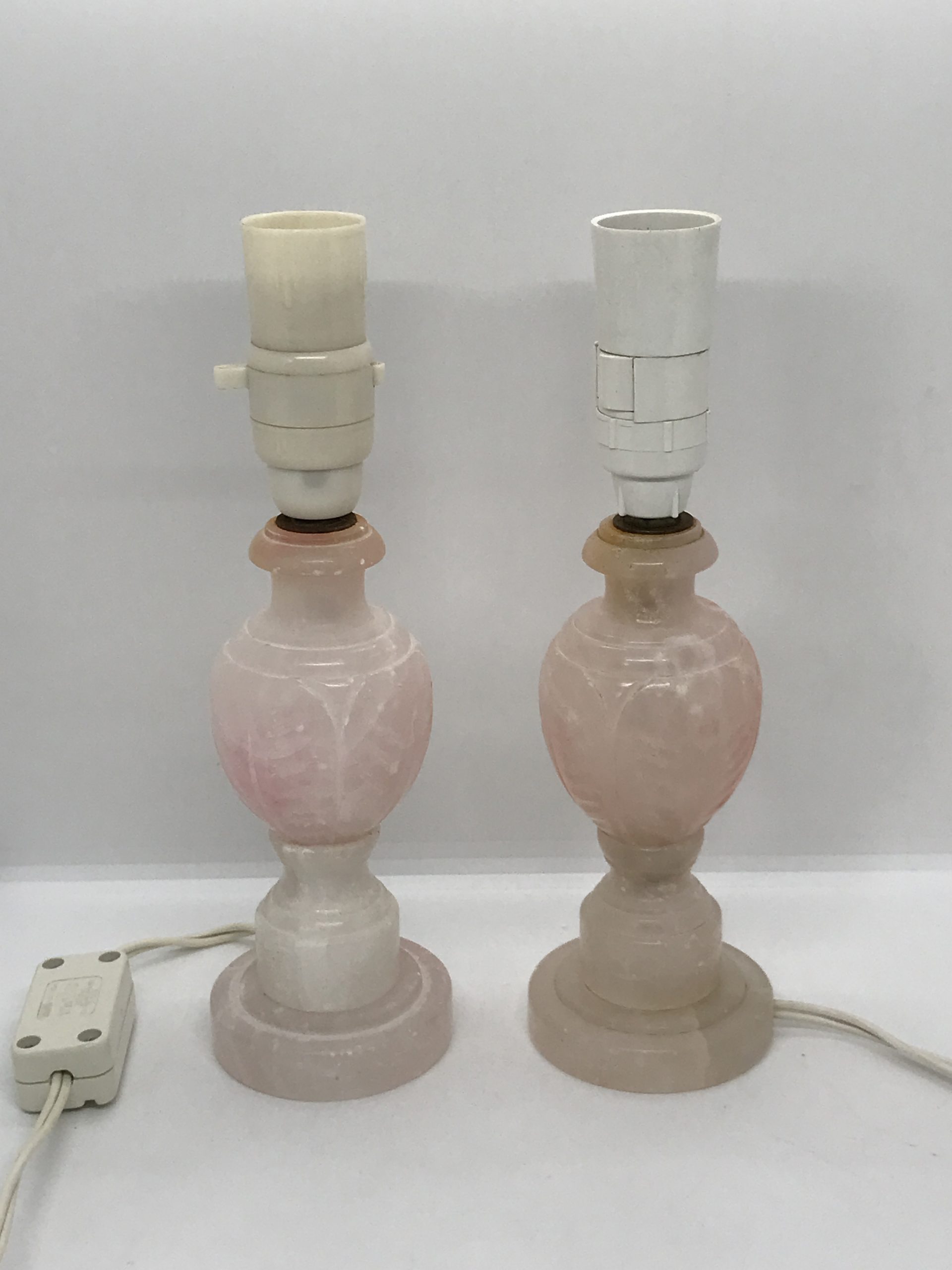 Pair of Vintage Italian Pink Alabaster Lamp Bases 27cm tall - Vintage ...