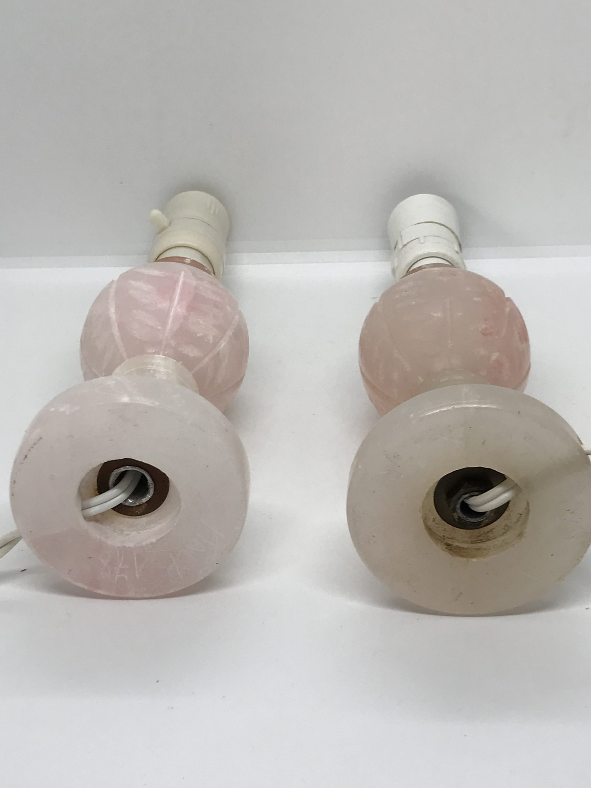 Pair of Vintage Italian Pink Alabaster Lamp Bases 27cm tall - Vintage ...