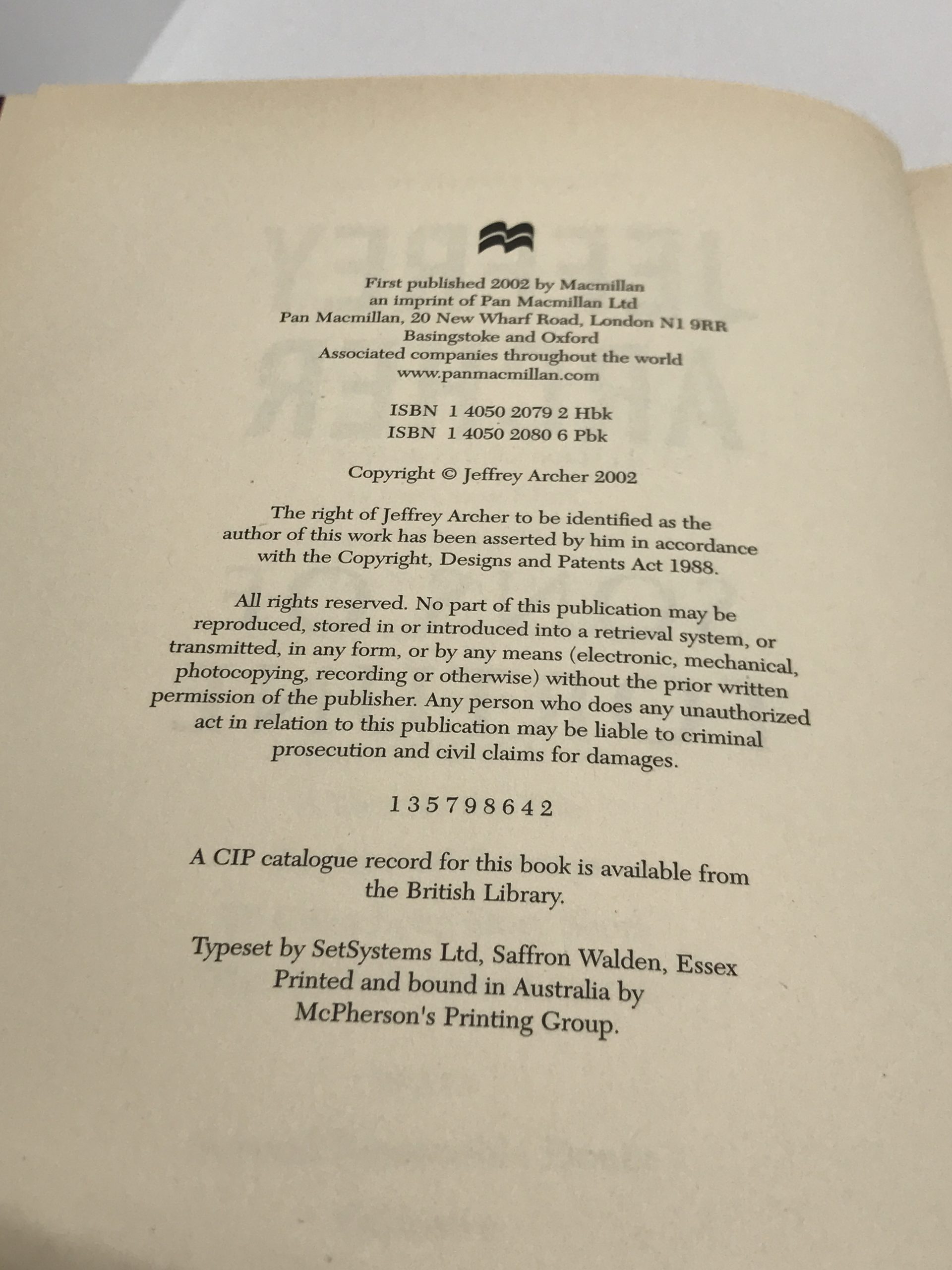 Jeffrey Archer Sons Of Fortune - Vintage Keepsakes