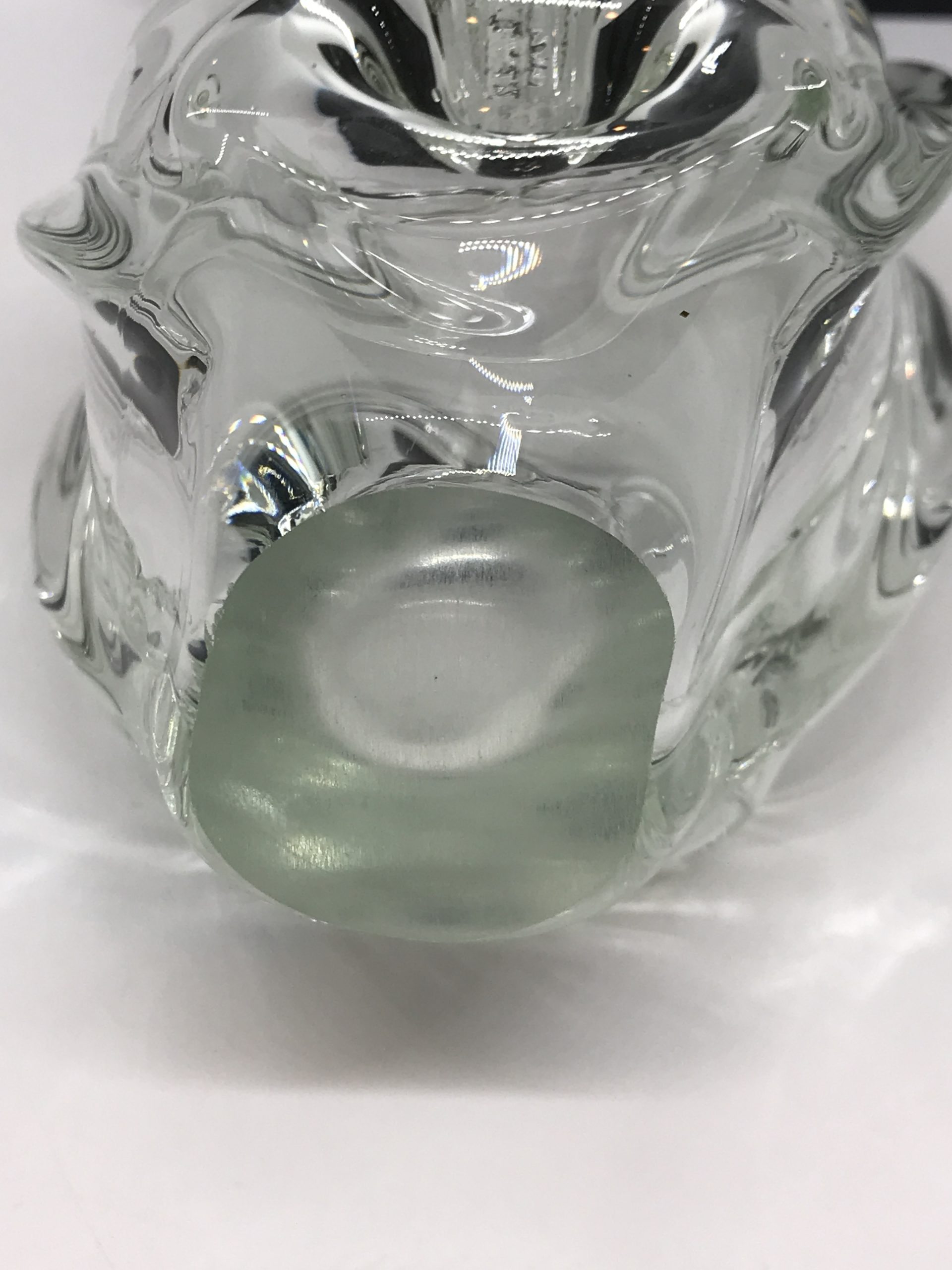 Murano Style Stretched Glass Basket Form Vase Clear with Green Tint ...