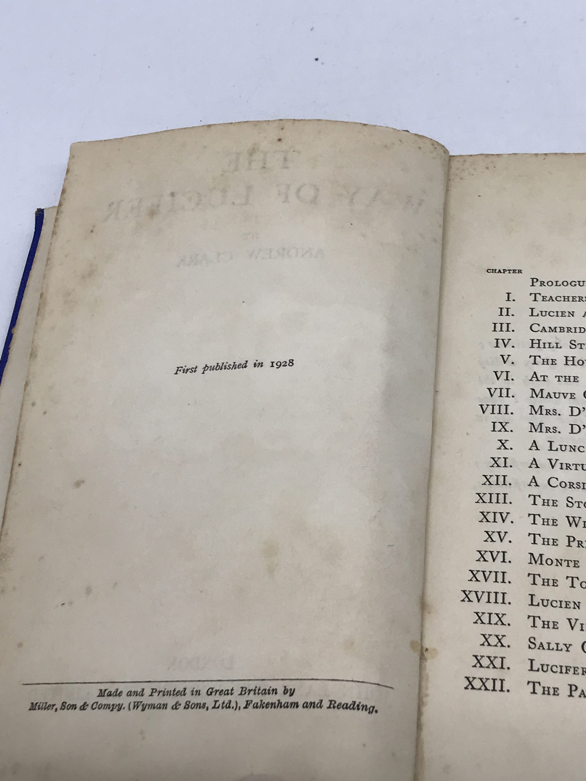 The Way of Lucifer by Andrew Clark - John Lane The Bodley Head 1928 ...
