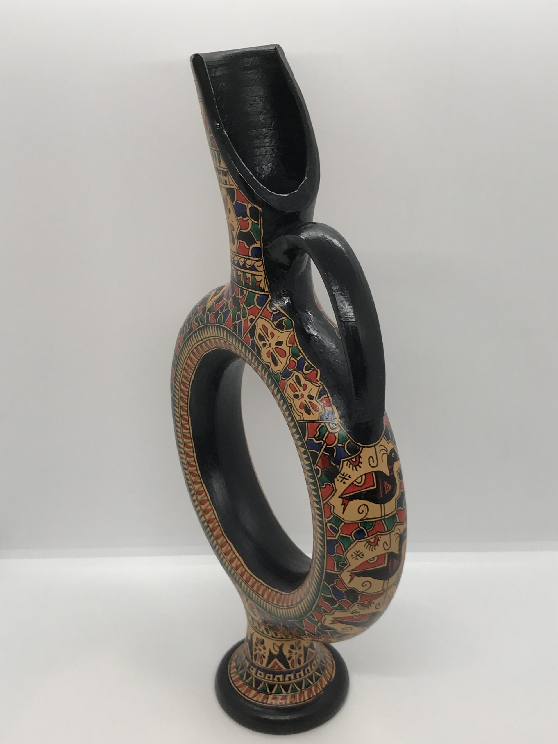 Vintage (signed) Hittite Ring Shaped Pottery Flask or Jug with ...