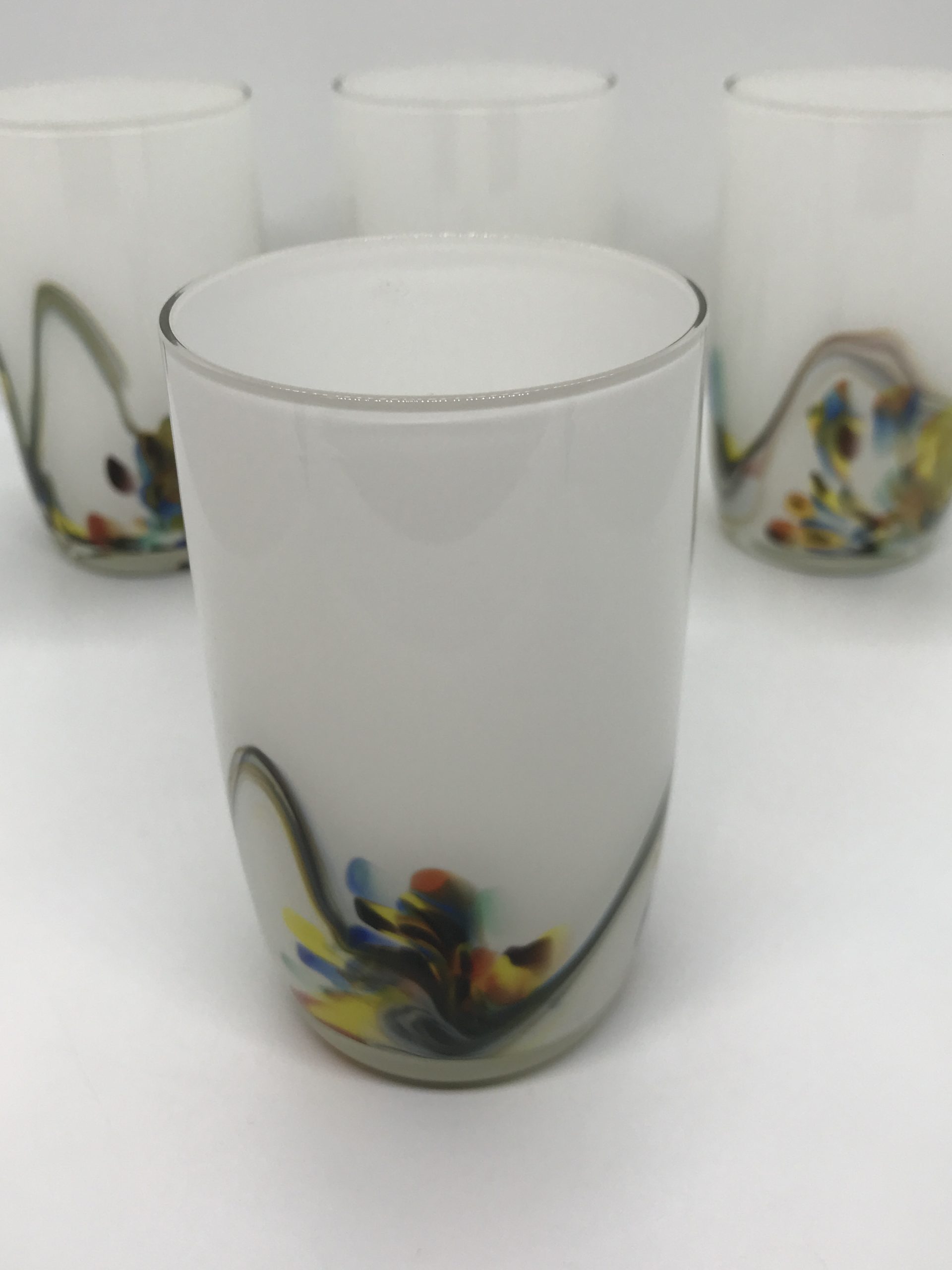 Vintage Dalian Snowflakes Blown White Glass Drinking Glass with Swirl ...