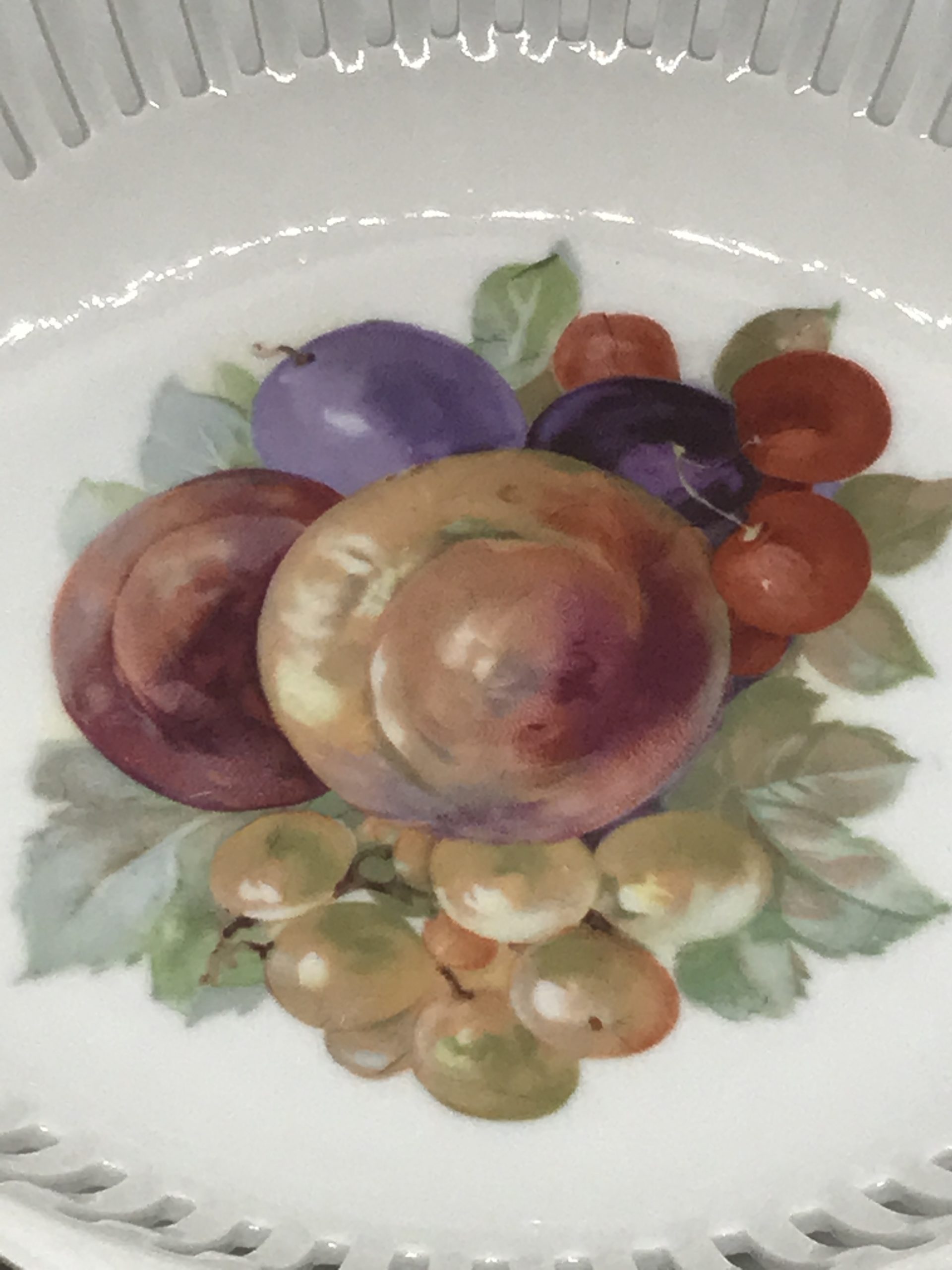 Union K Made in Czechoslovakia Round Pierced Edge Bowl with Floral ...