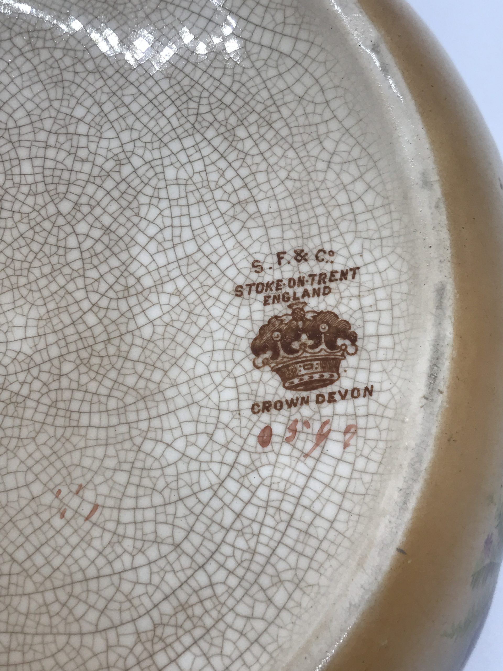 Antique Crown Devon Blushware Salad Bowl with Pair of Servers - Vintage ...