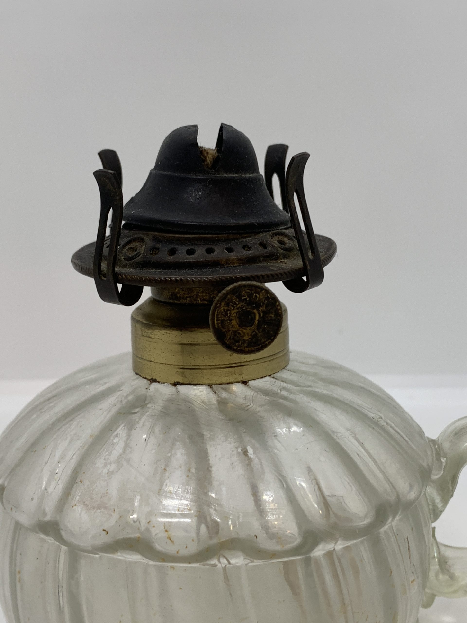 Vintage Clear Glass Oil Lamp Base with Venus Oil Burner (repaired ...