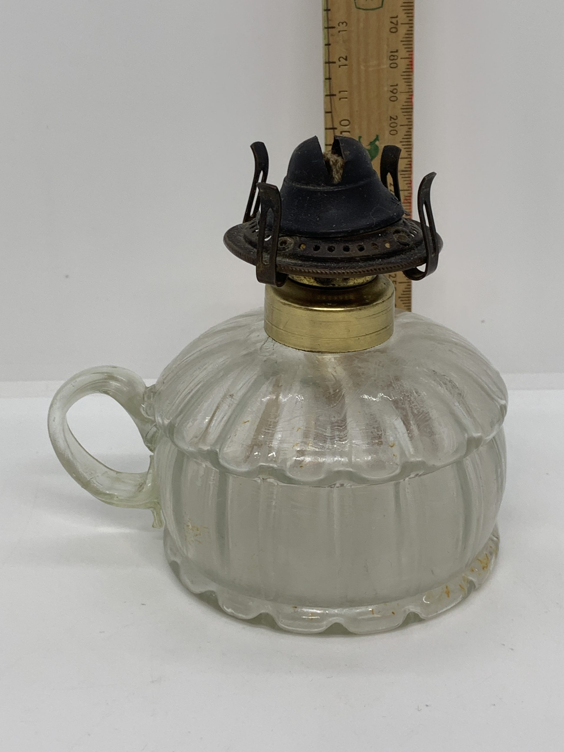 Vintage Clear Glass Oil Lamp Base with Venus Oil Burner (repaired ...