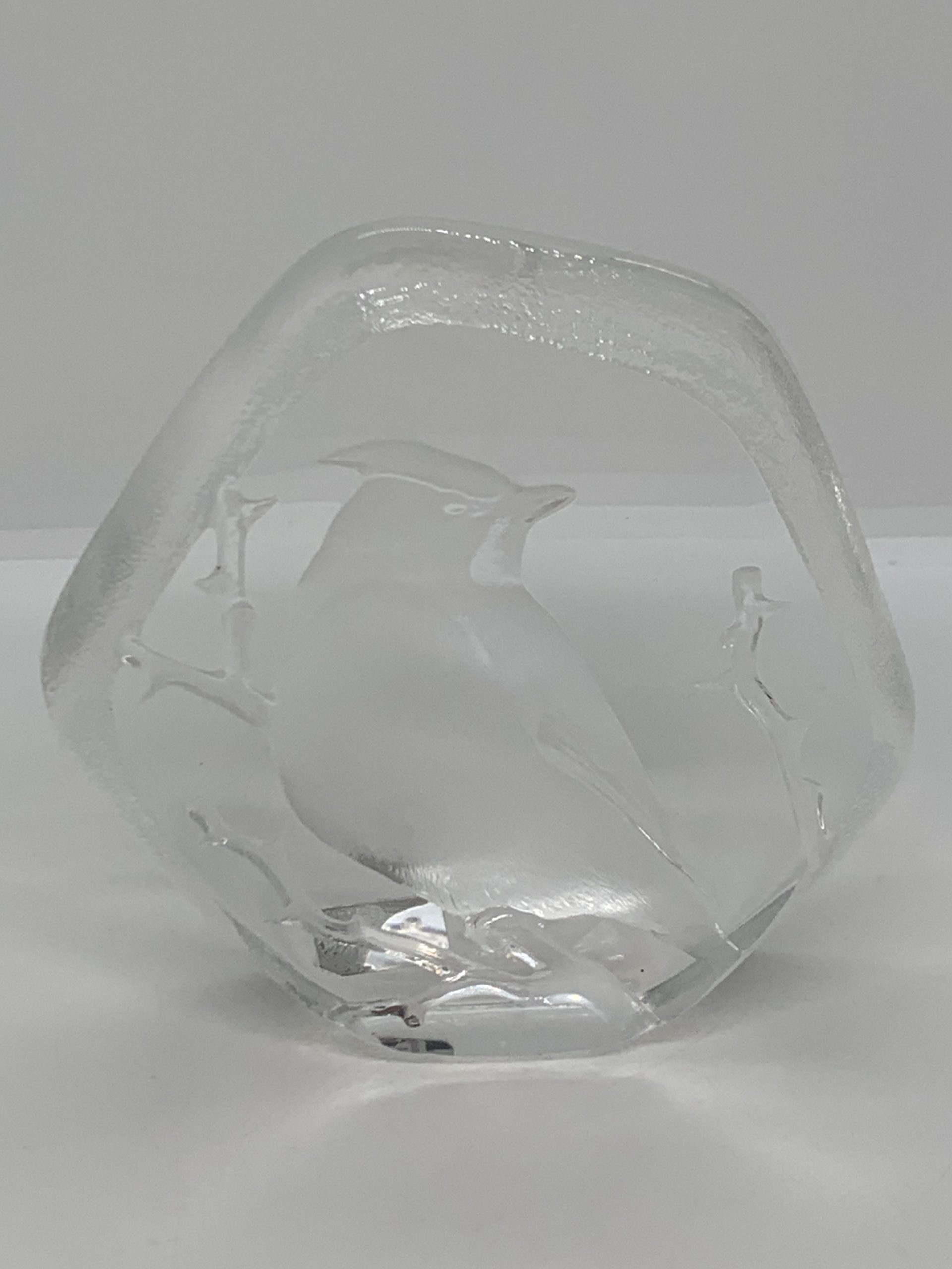 Mats Jonasson Lead Crystal Paperweight Cardinal Bird - Signed - Vintage ...
