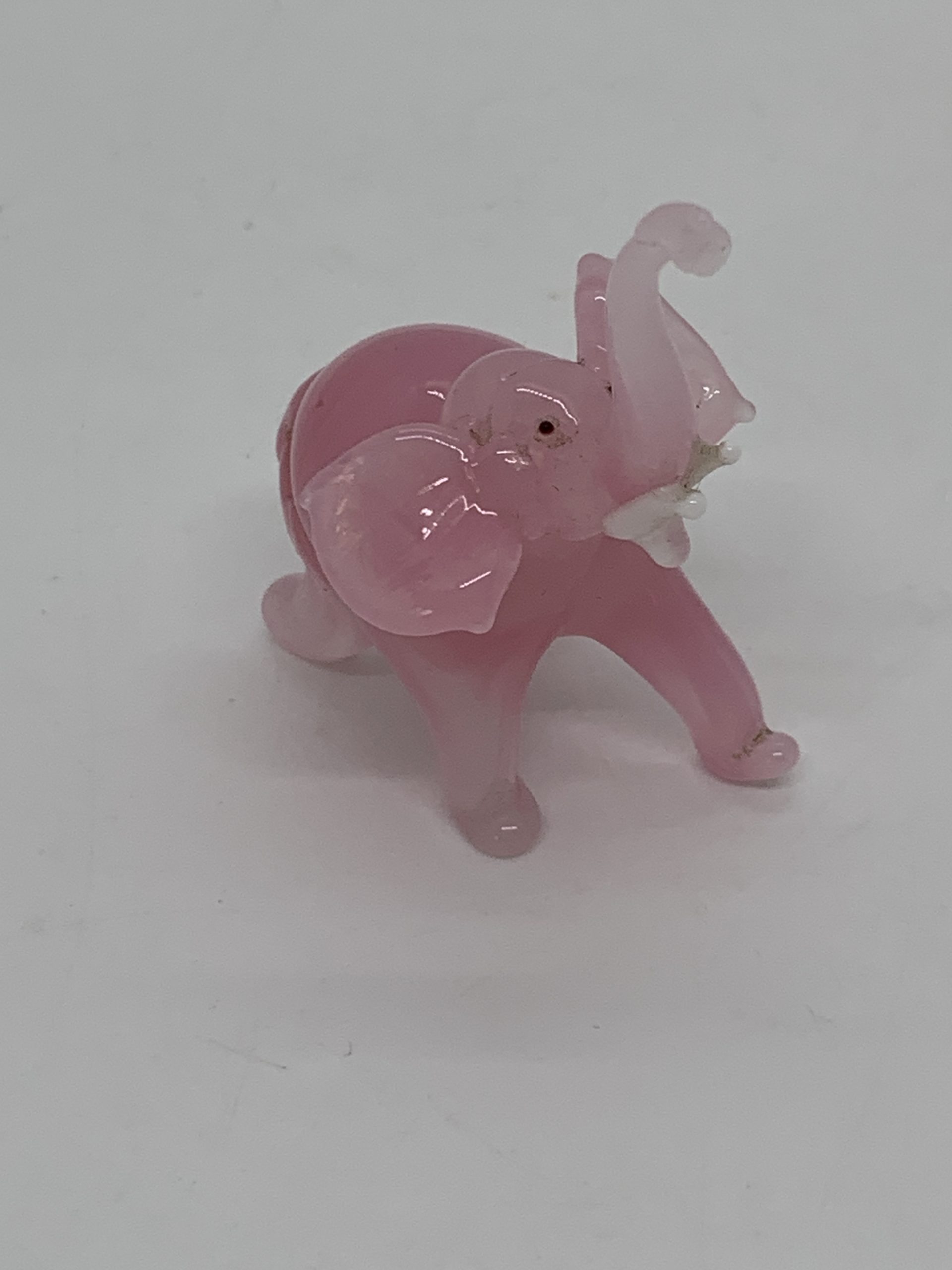 Small Pink Glass Elephants (about 6cm high) - Vintage Keepsakes