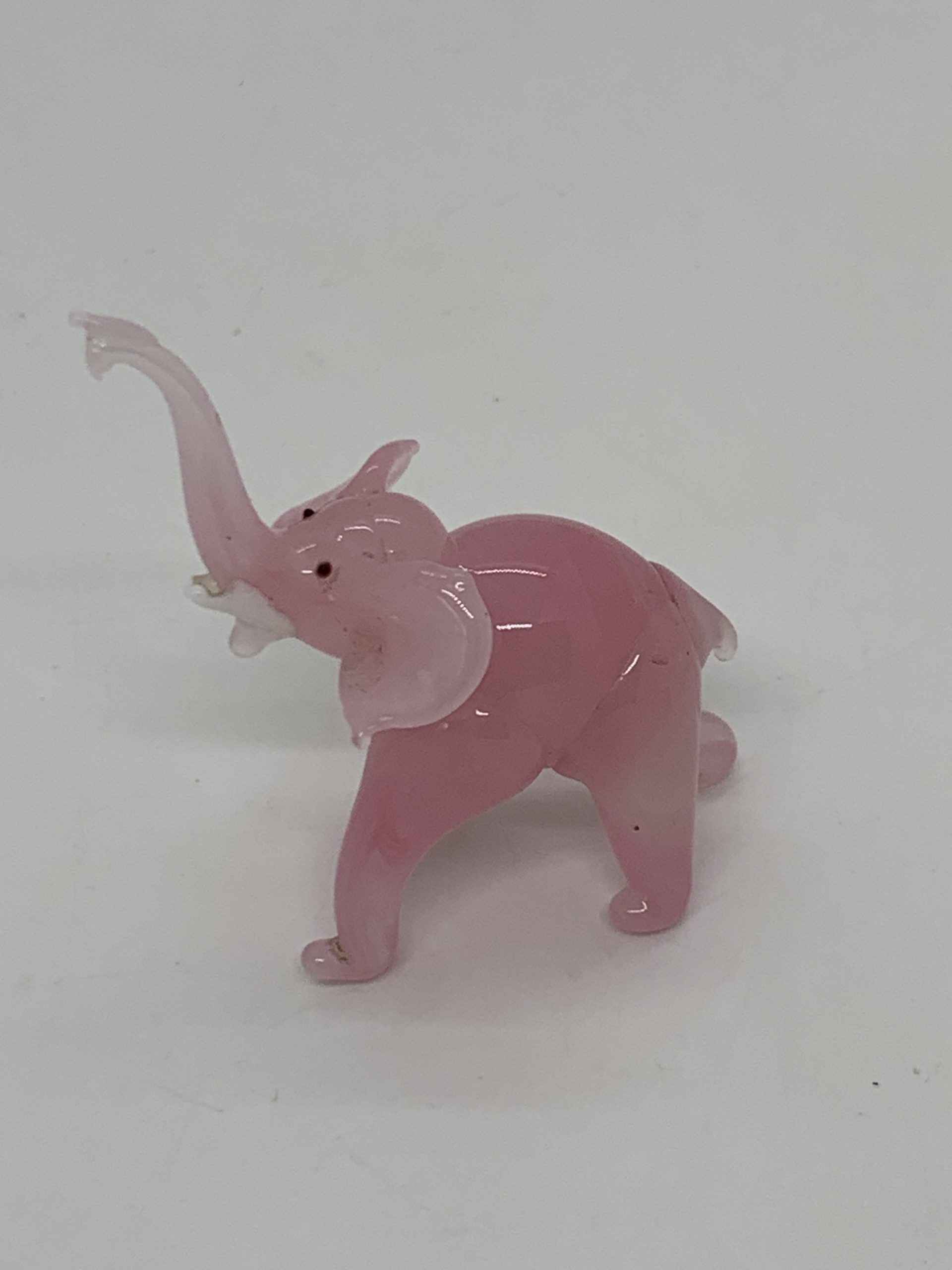 Small Pink Glass Elephants (about 6cm high) - Vintage Keepsakes