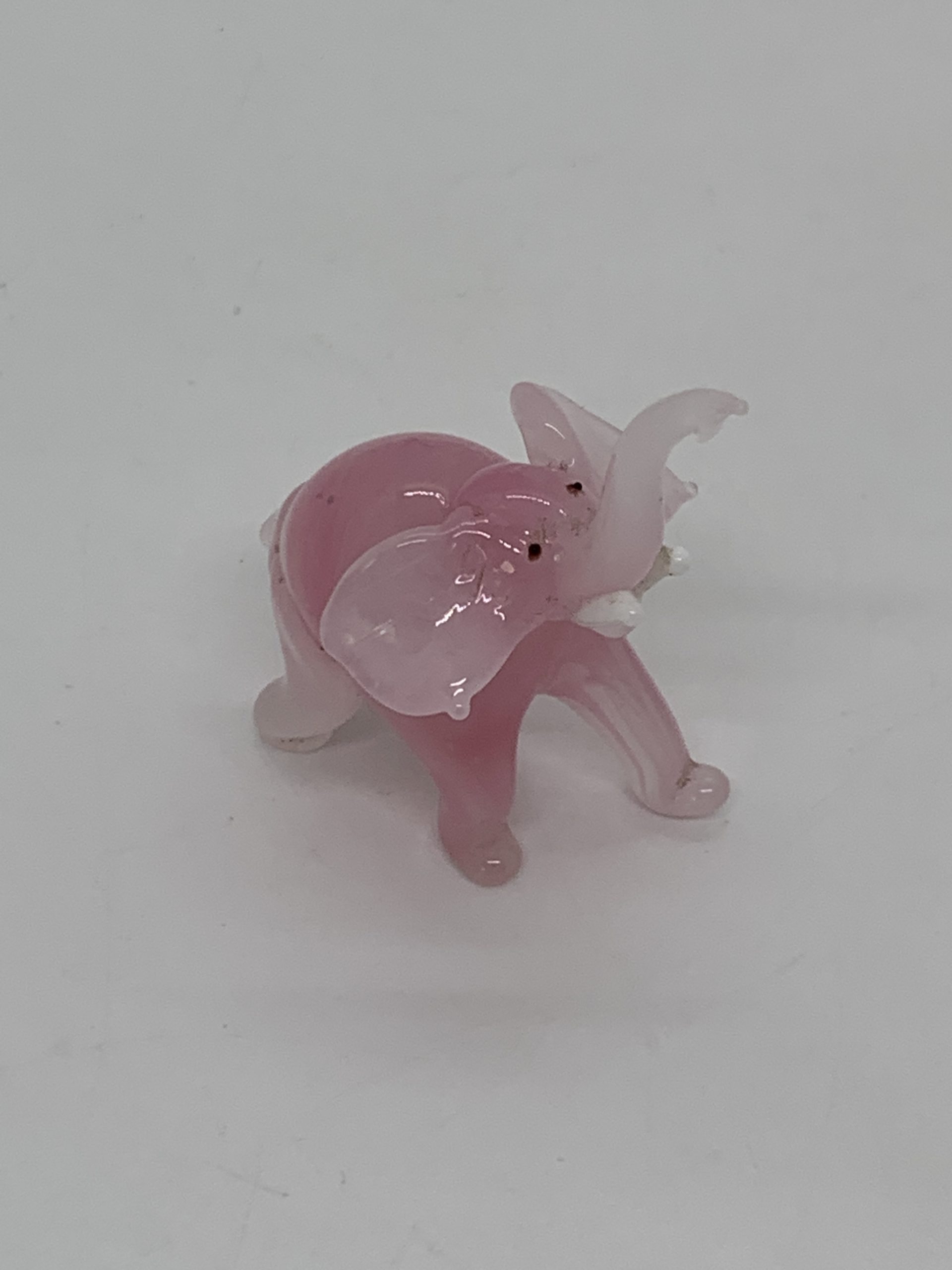 Small Pink Glass Elephants (about 6cm high) - Vintage Keepsakes