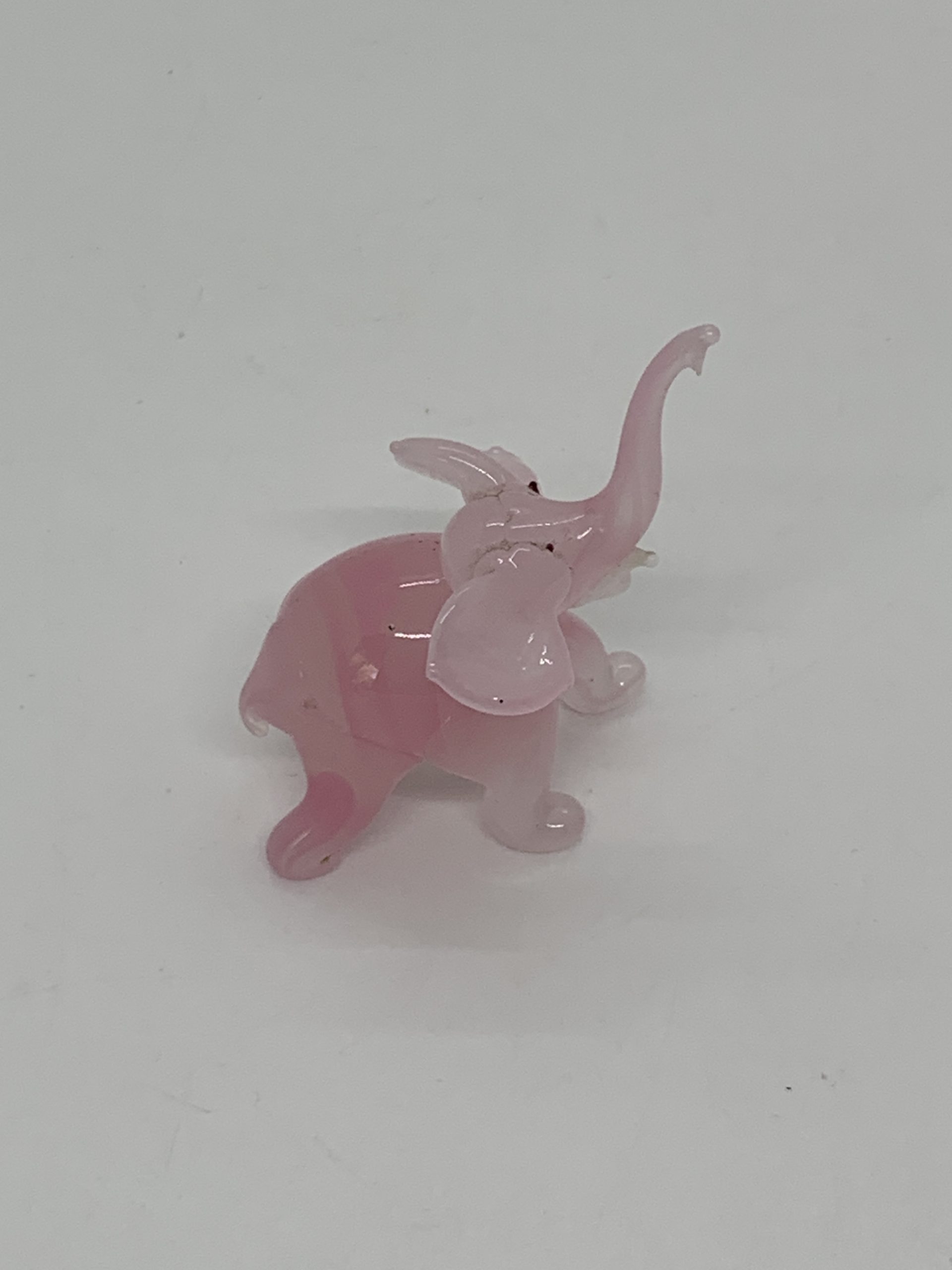 Small Pink Glass Elephants (about 6cm high) - Vintage Keepsakes