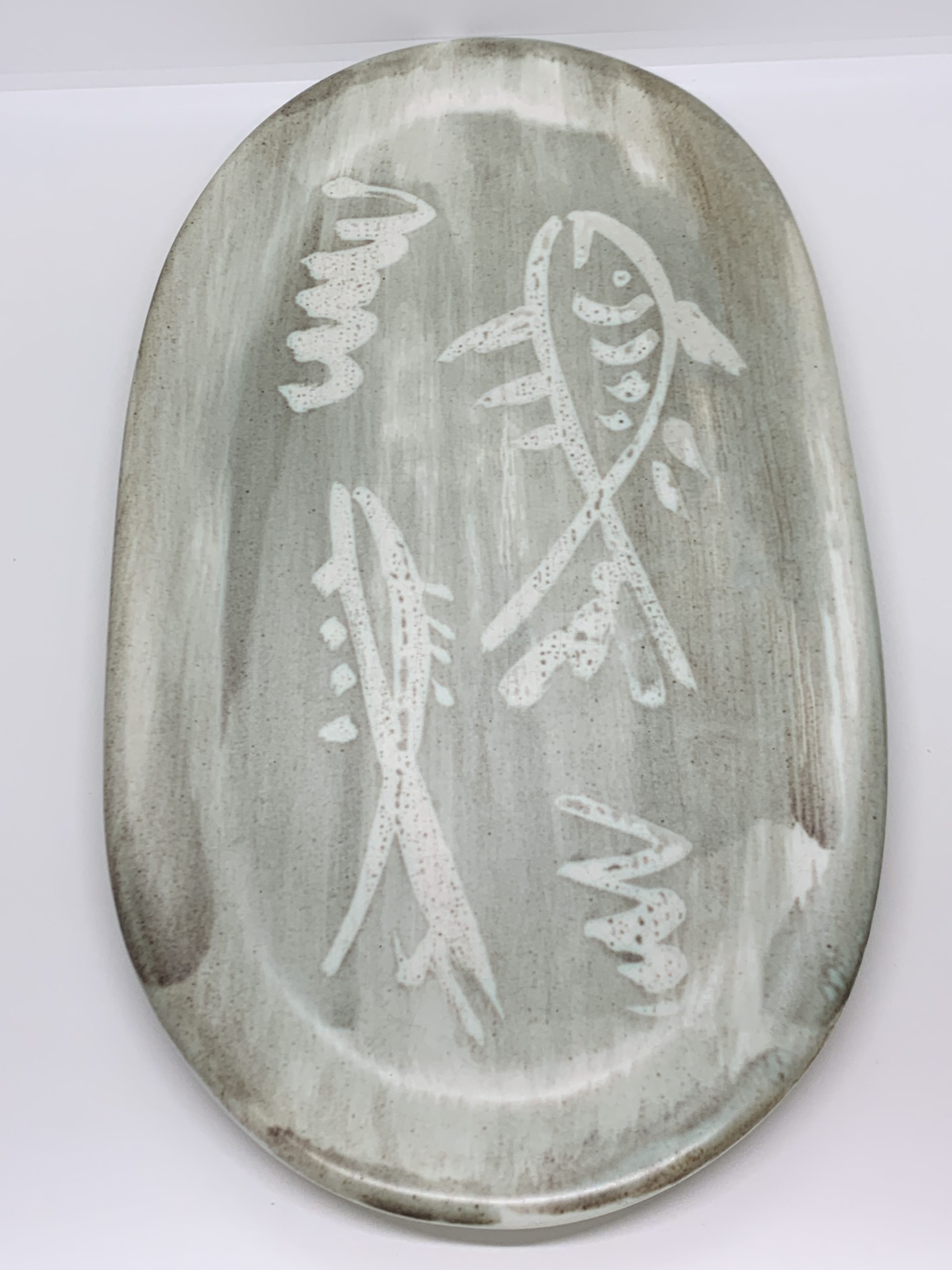 Sylha Oval Pottery Fish Plate 40cm - Vintage Keepsakes