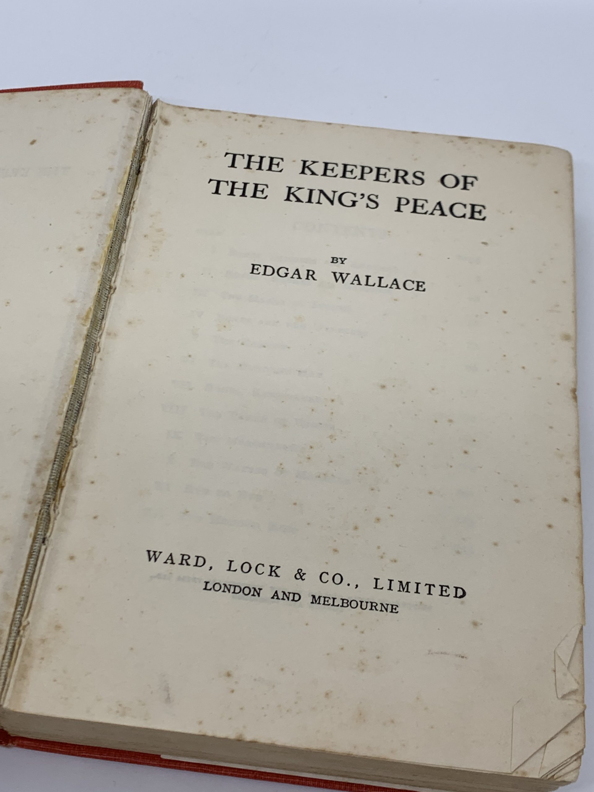 The Keepers of the Kings Peace - Edgar Wallace - Ward Lock and Co ...