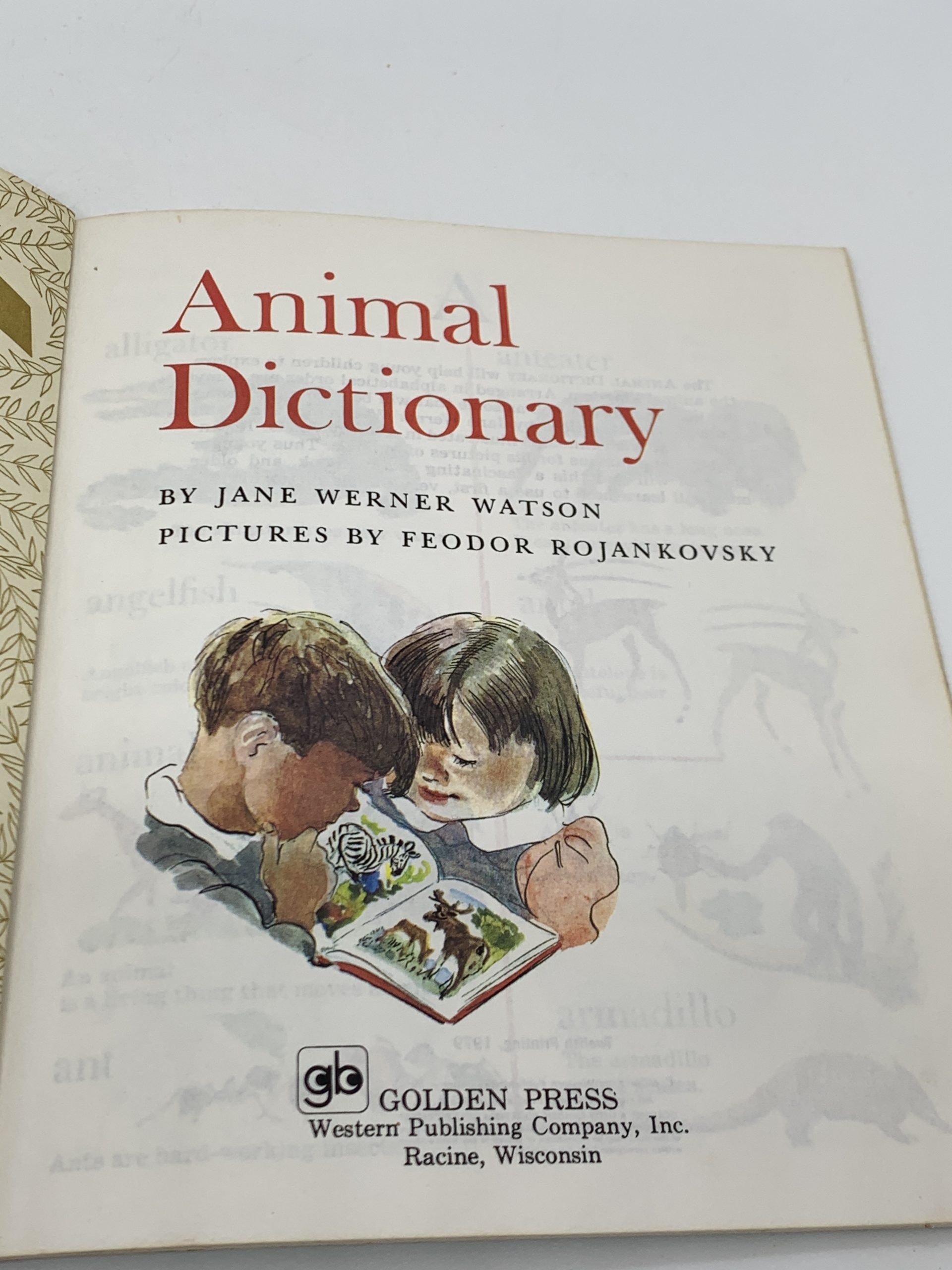 Animal Dictionary Golden Book - Westen Publishing 1979 - Vintage Keepsakes