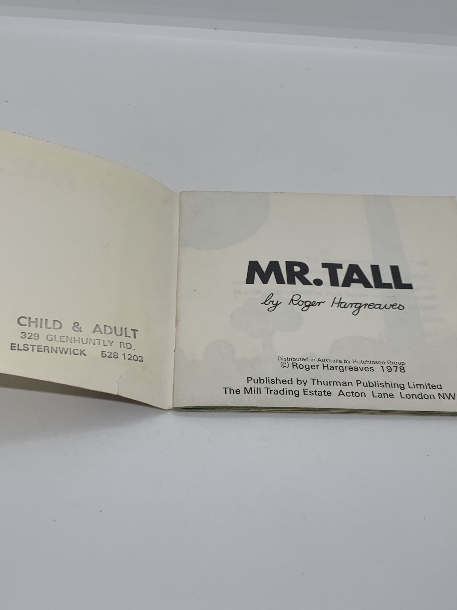 Mr Tall - Roger Hargreaves - Thurman Publishing 1978 - Vintage Keepsakes