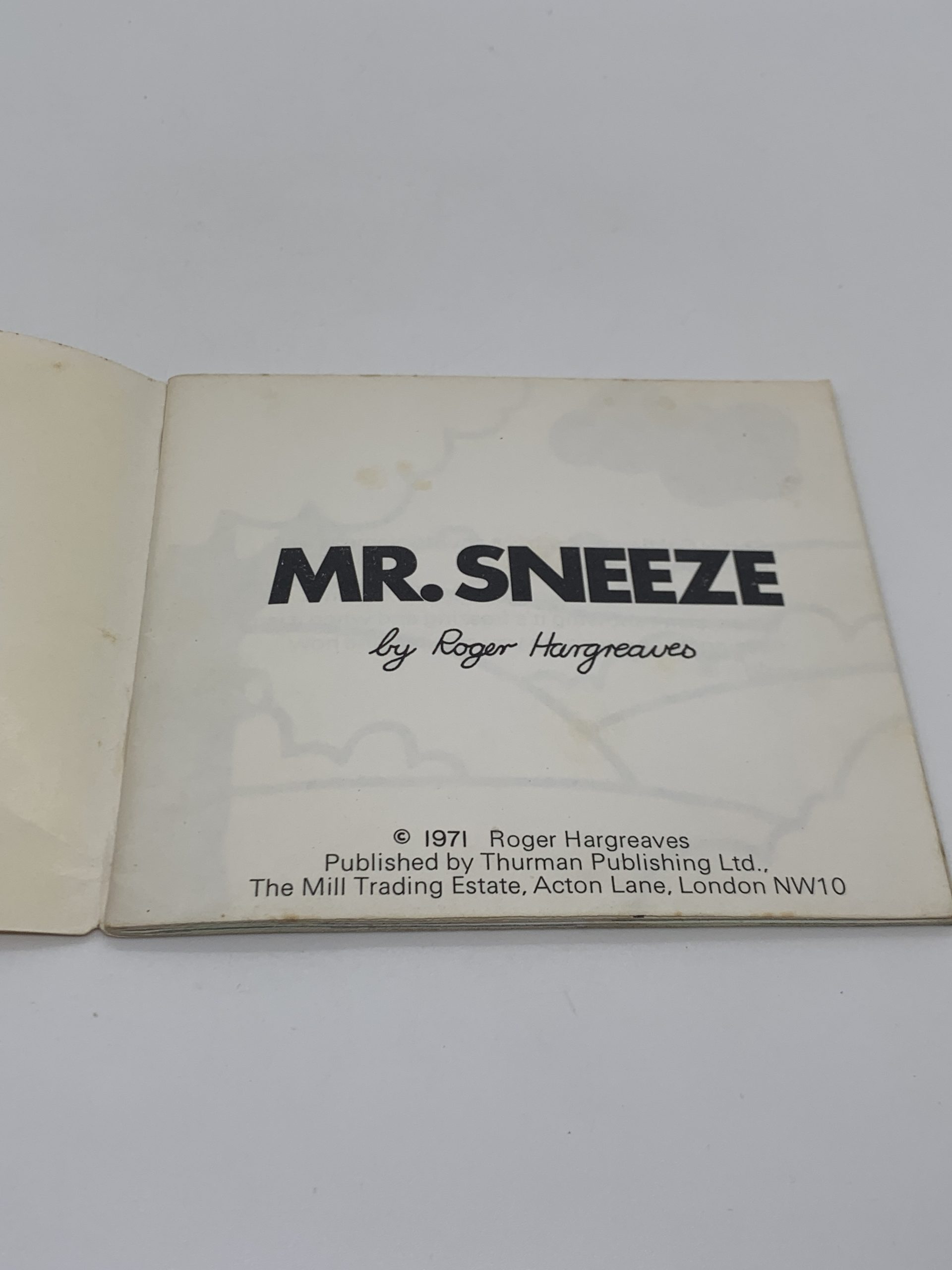 Mr Sneeze - Roger Hargreaves - Thurman Publishing 1971 - Vintage Keepsakes