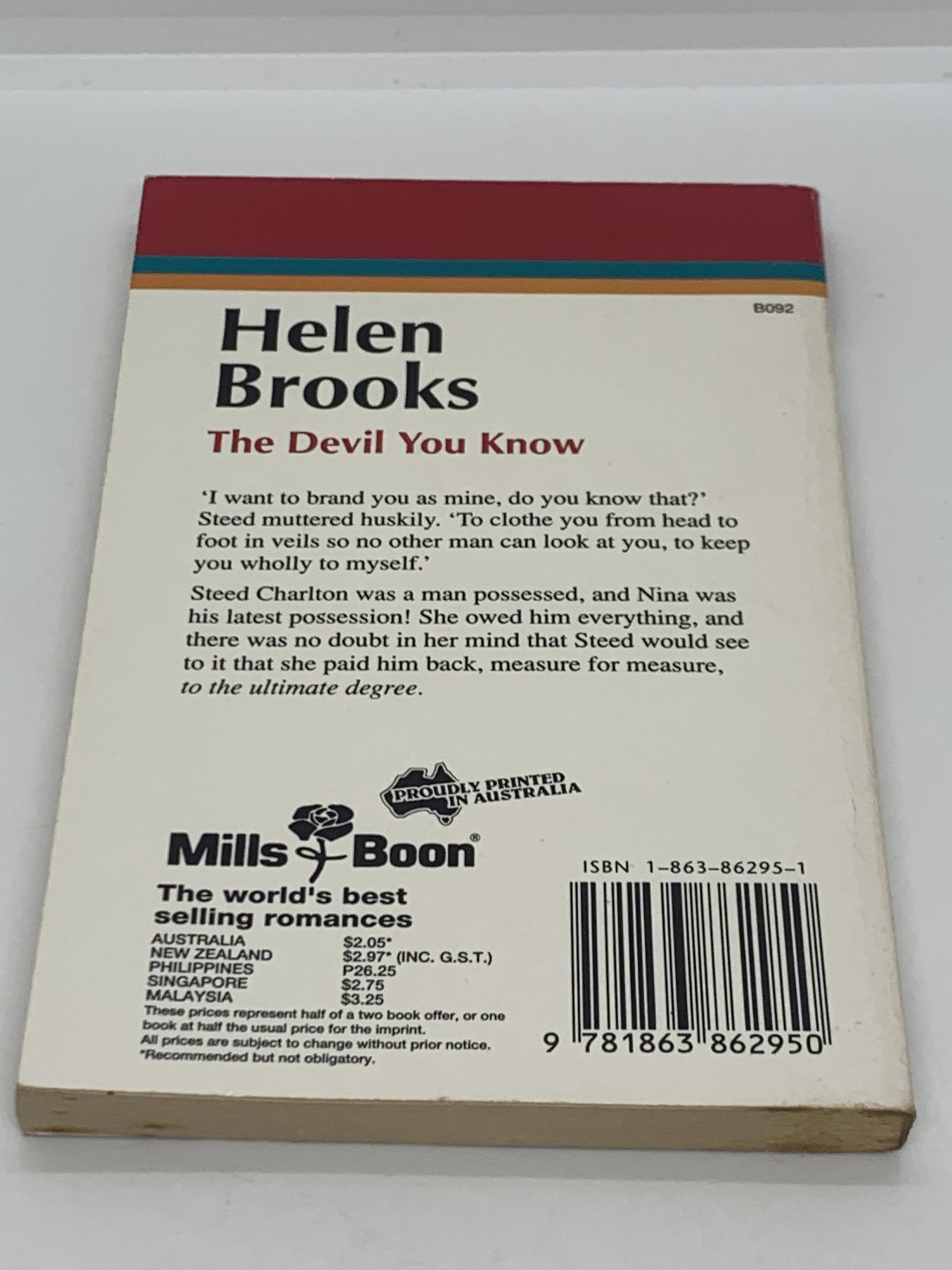 The Devil You Know - Helen Brooks - Mills and Boon 1992 - Vintage Keepsakes