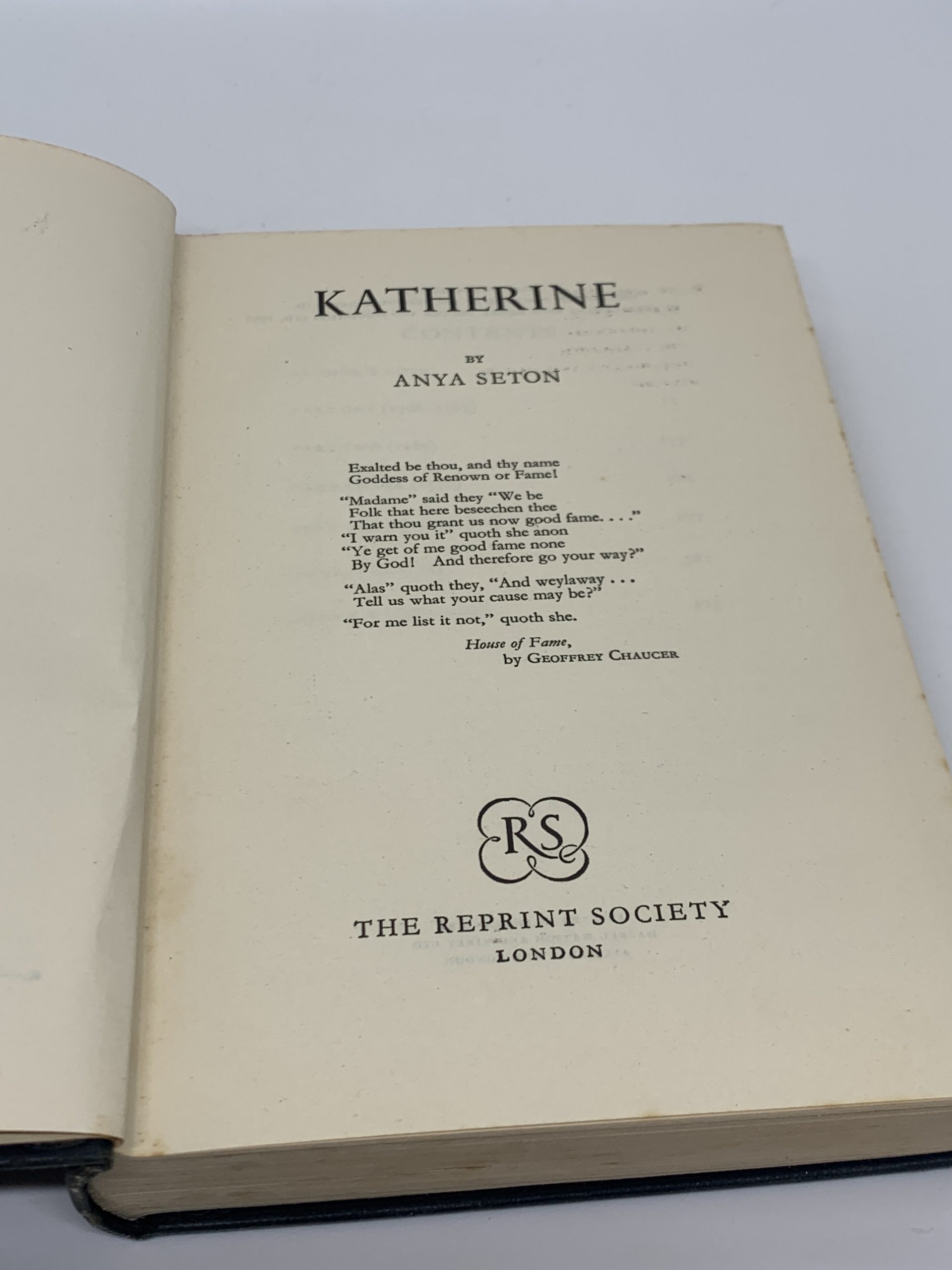 Katherine - Anya Seton - The Reprint Society 1956 - Vintage Keepsakes