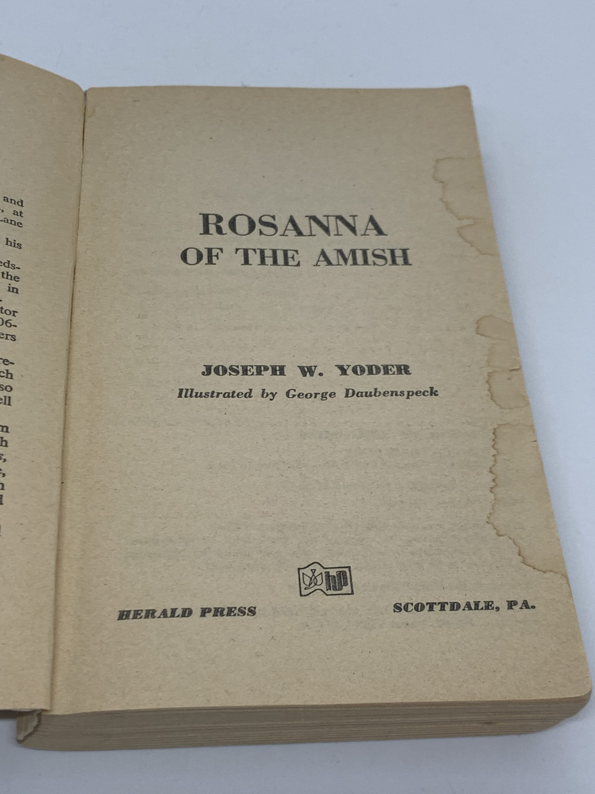 Rosanna of the Amish - Joseph W Yoder - Herald Press 1973 - Vintage ...