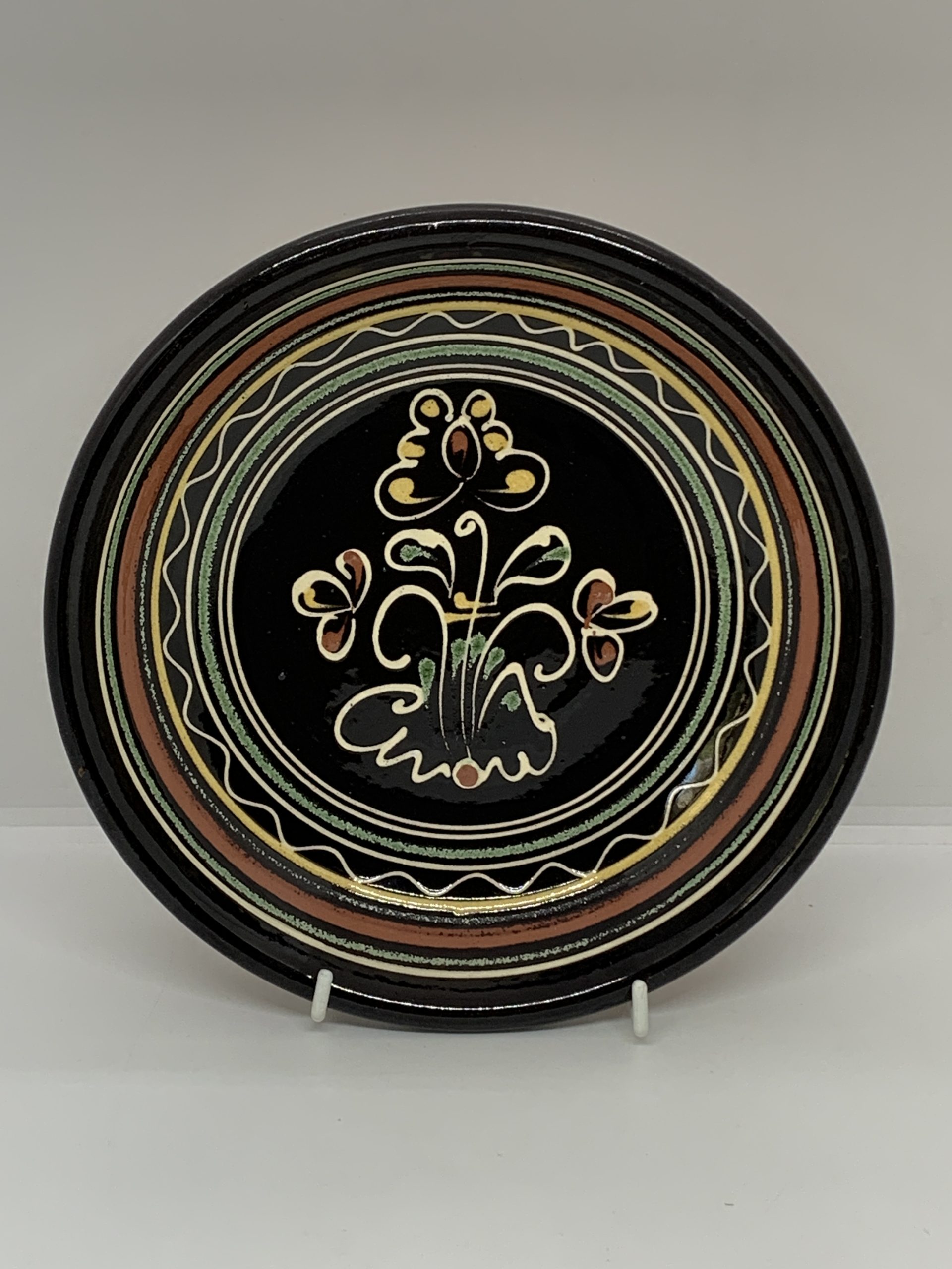 Vintage Hand Painted Hungarian Folk Art Terracotta Pottery Wall Plate ...