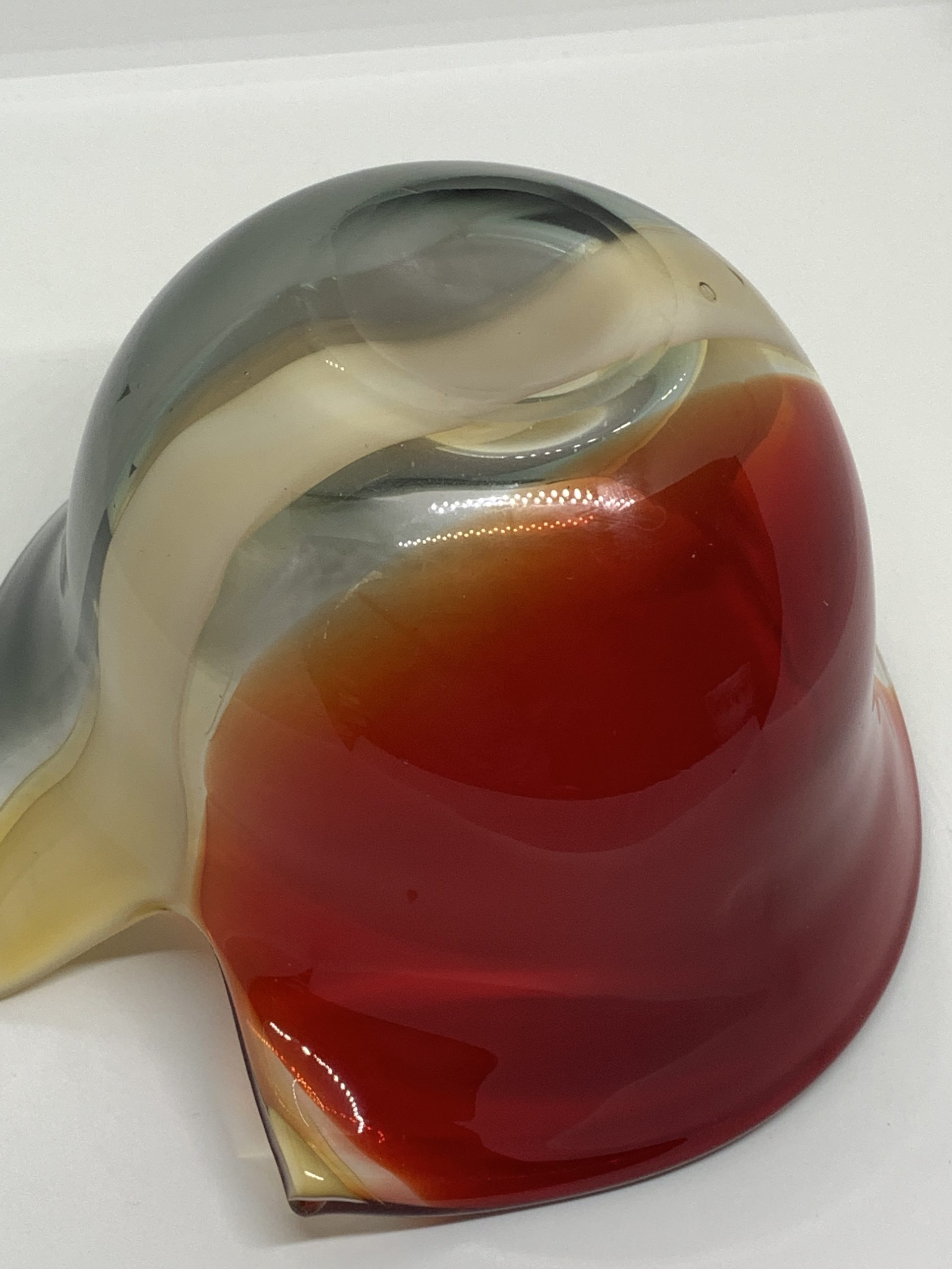Vintage Art Glass Tri Colour Bowl with Split Top - Vintage Keepsakes