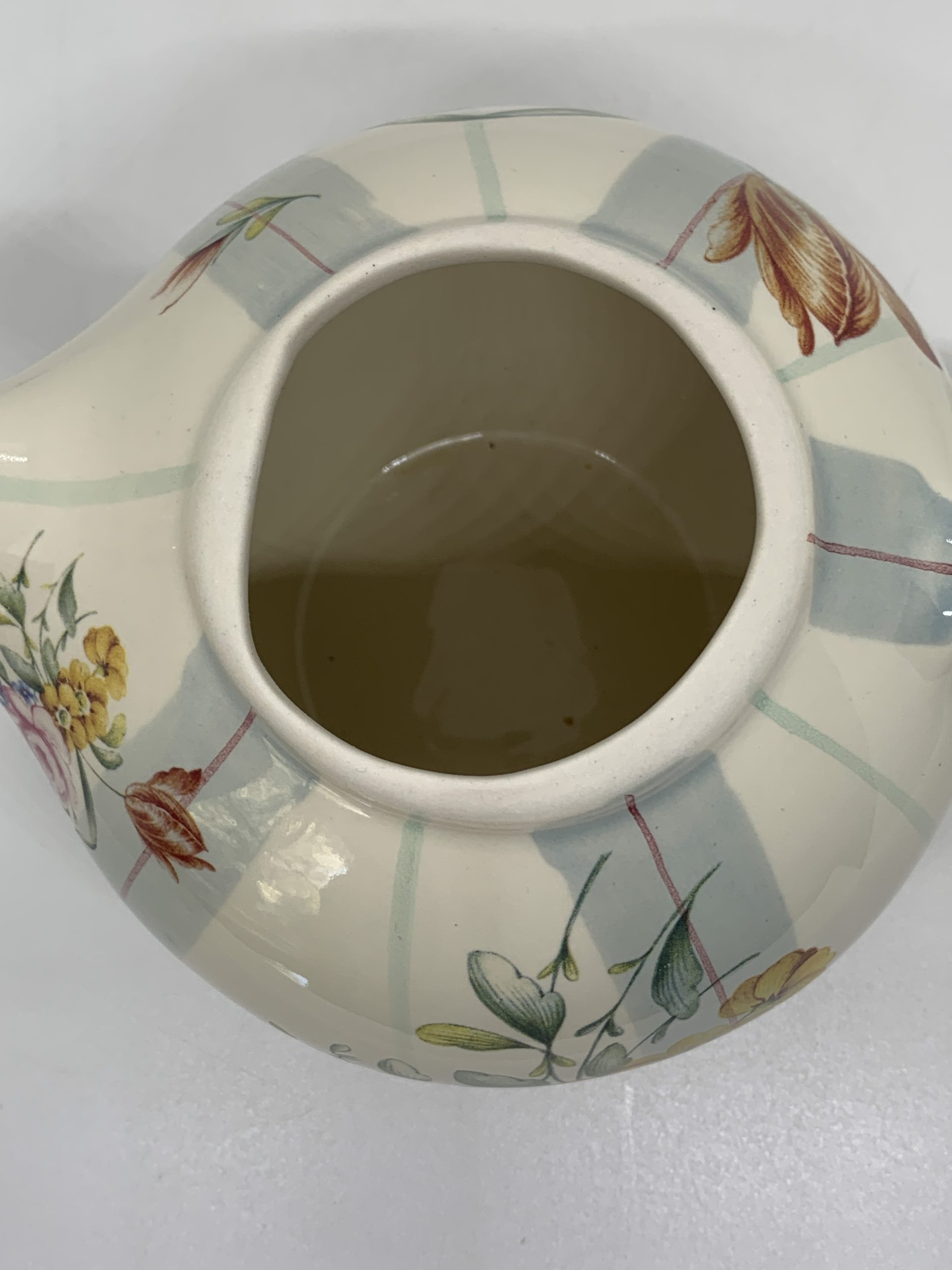 Robert Gordon Pottery Striped Teapot with Floral Pattern - Vintage ...