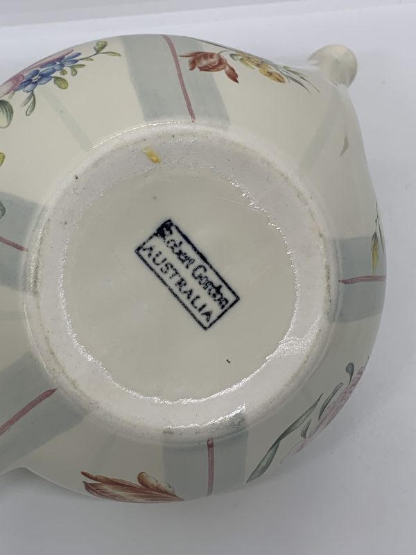 Robert Gordon Pottery Striped Teapot with Floral Pattern - Vintage ...