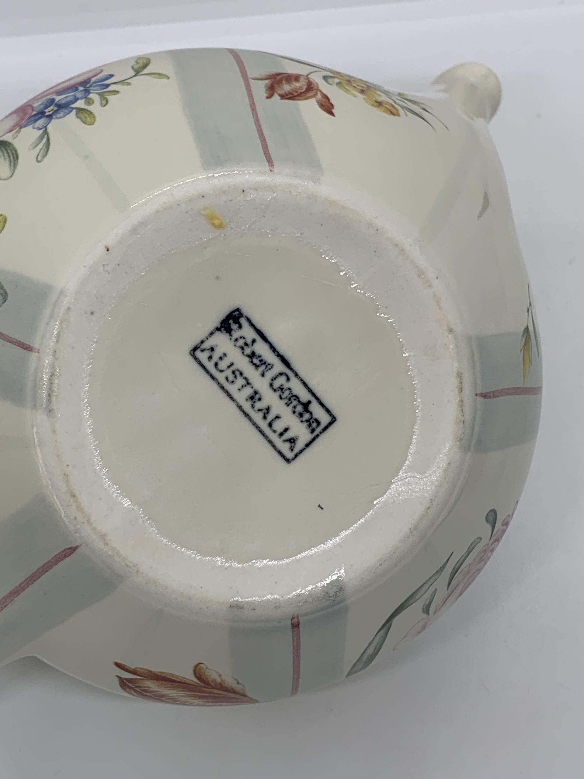 Robert Gordon Pottery Striped Teapot with Floral Pattern - Vintage ...